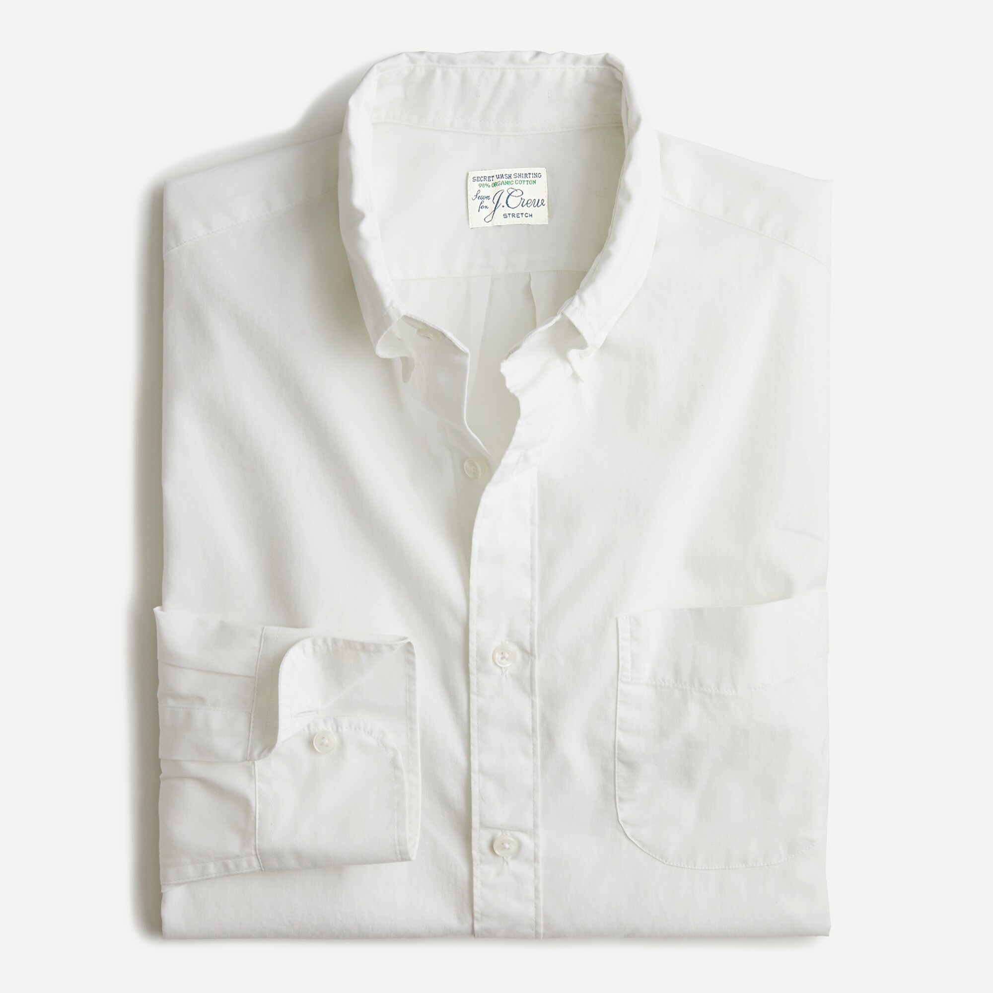 J.Crew: Stretch Secret Wash Shirt In White Organic Cotton For Men