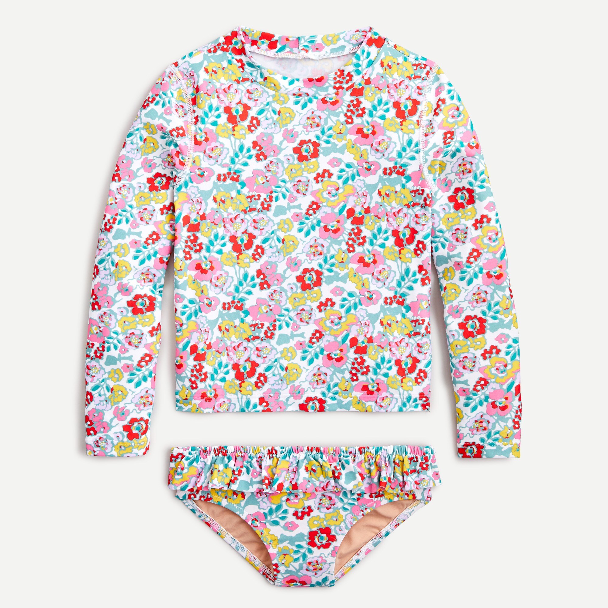 J.Crew: Girls' Rash Guard Set In Painted Floral For Girls