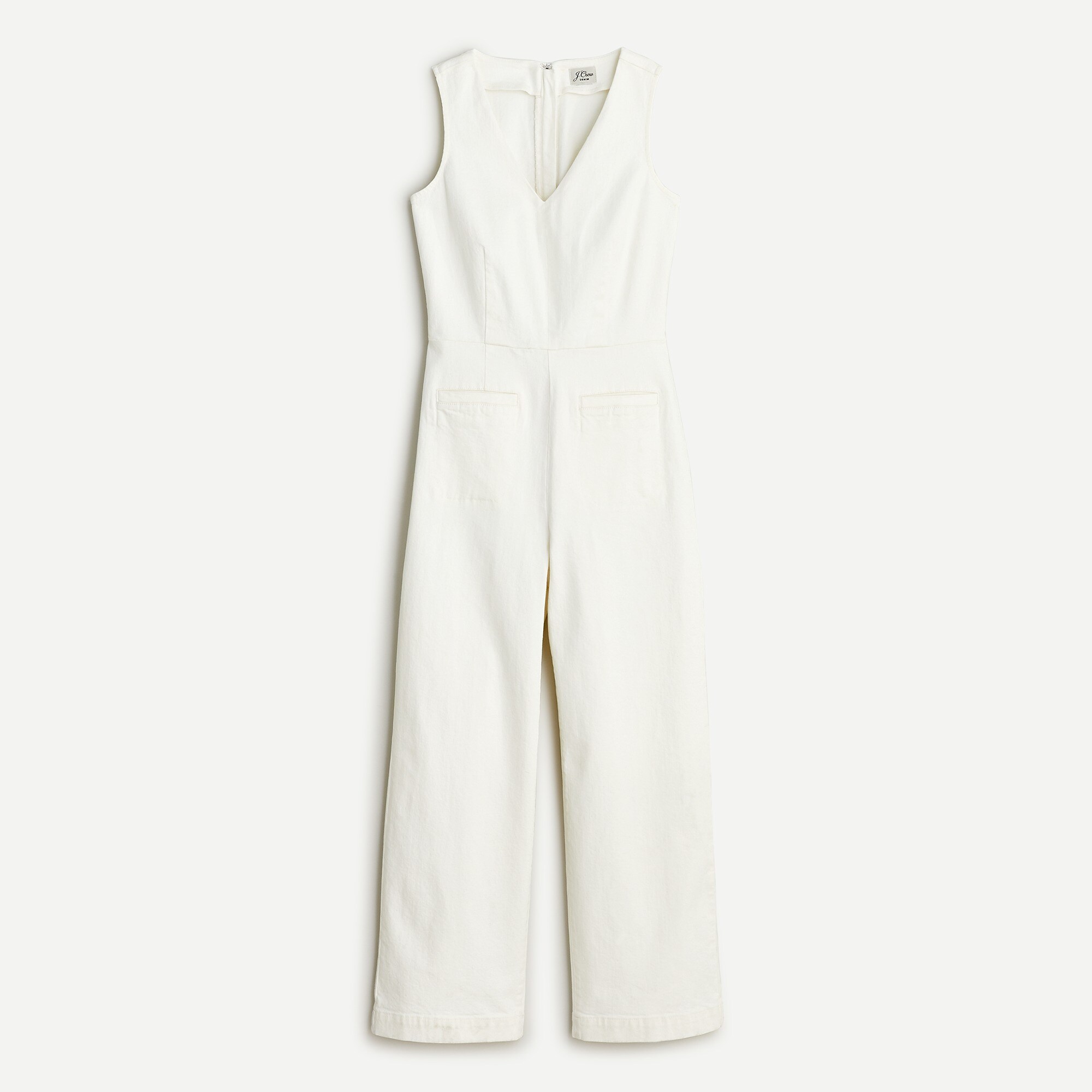J.Crew: V-neck Denim Jumpsuit In White For Women