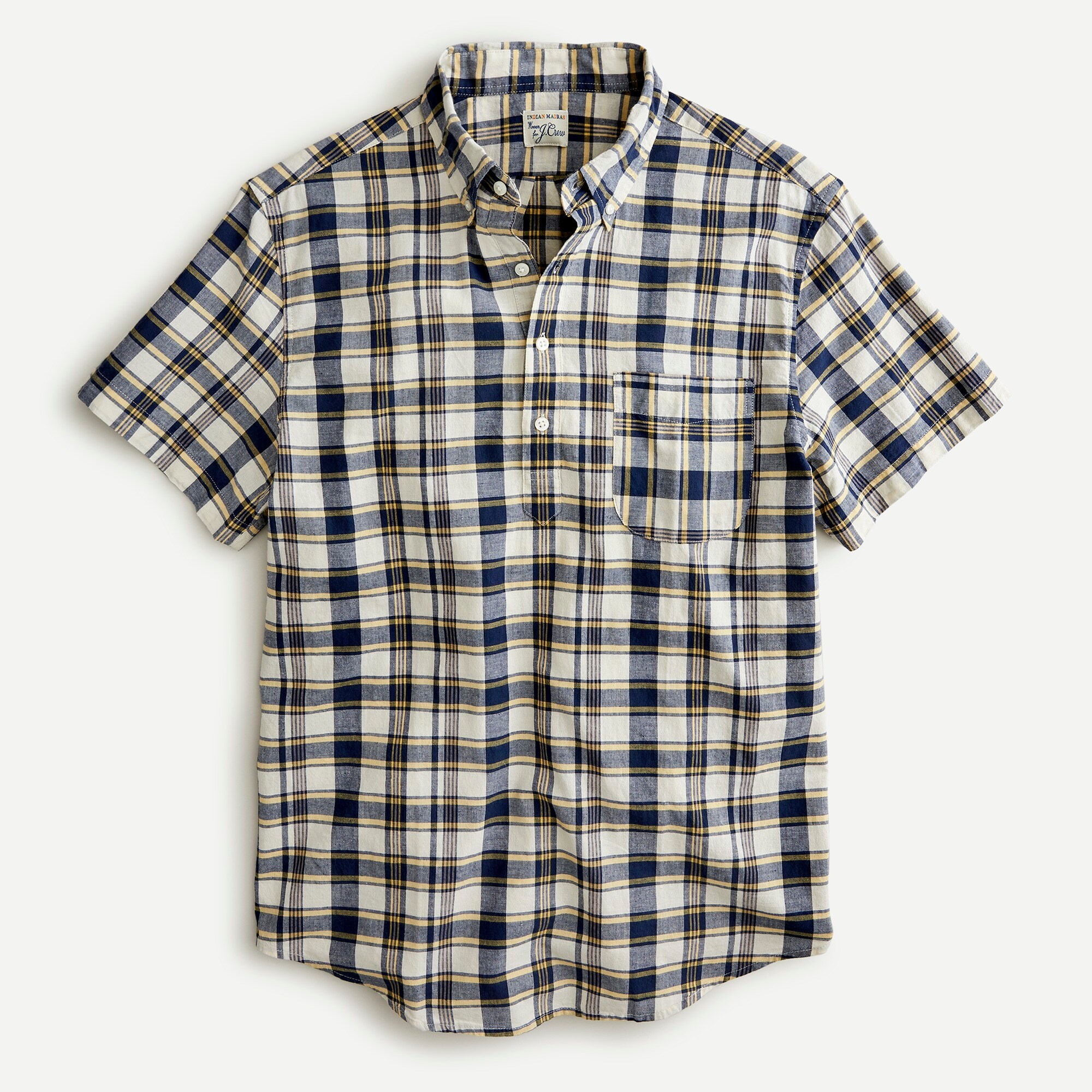 J.Crew: Short-sleeve Indian Madras Popover Shirt In Plaid For Men