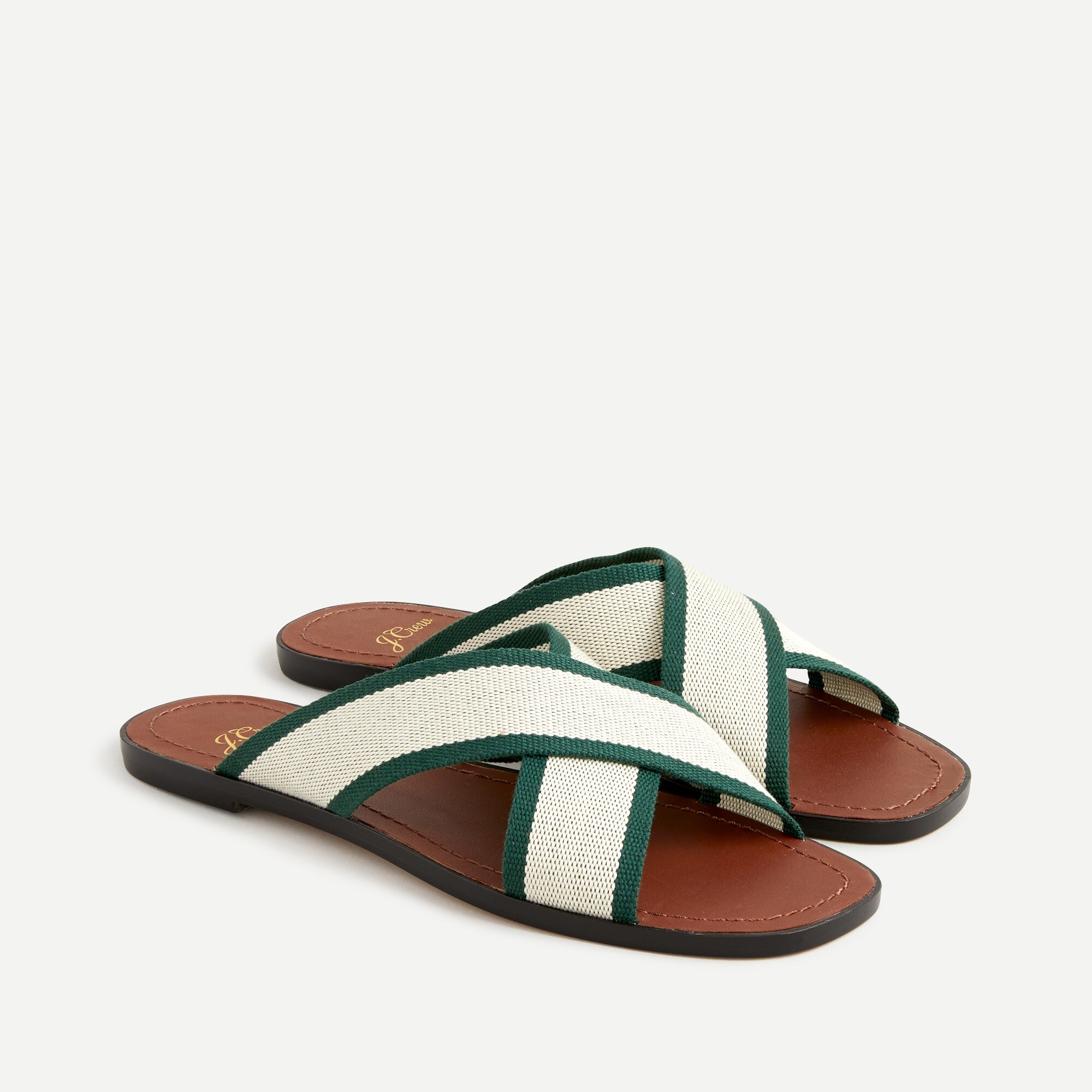 J.Crew: Woven Canvas-strap Flat Sandals For Women