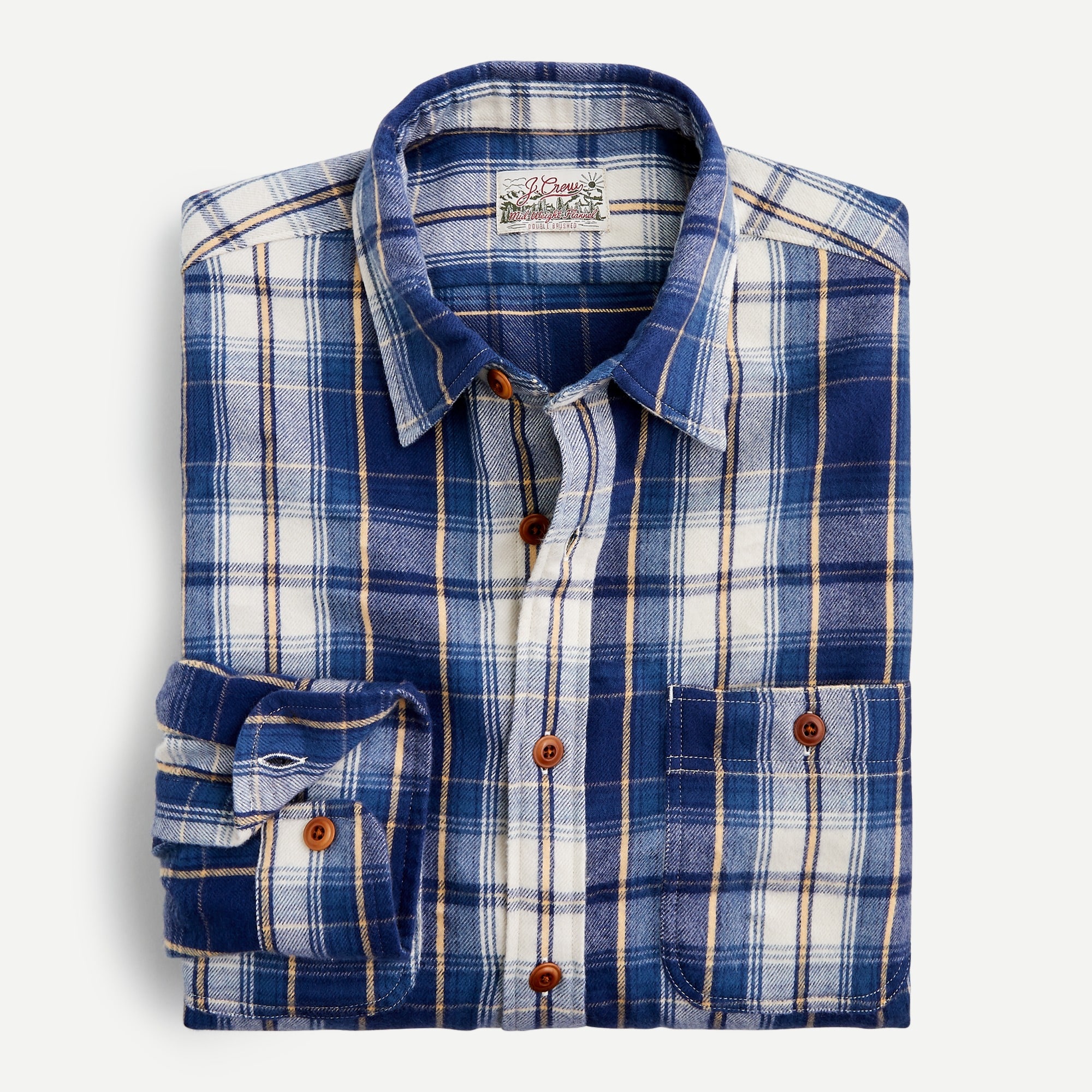 J.Crew: Midweight Flannel Workshirt In Plaid For Men