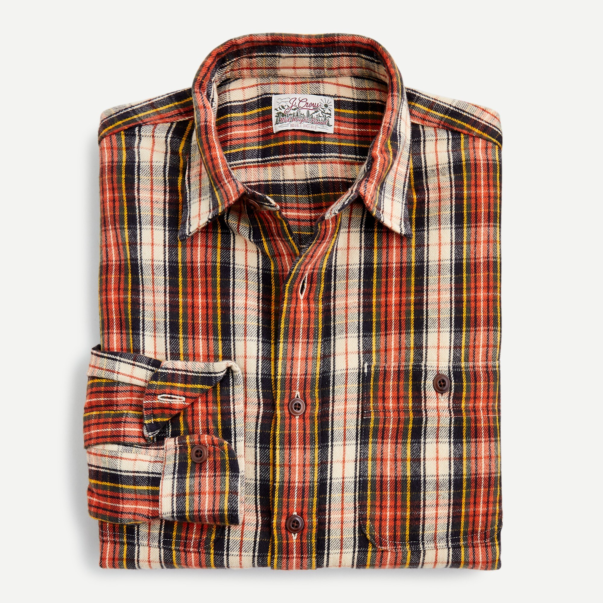 J.Crew: Midweight Flannel Workshirt In Plaid For Men