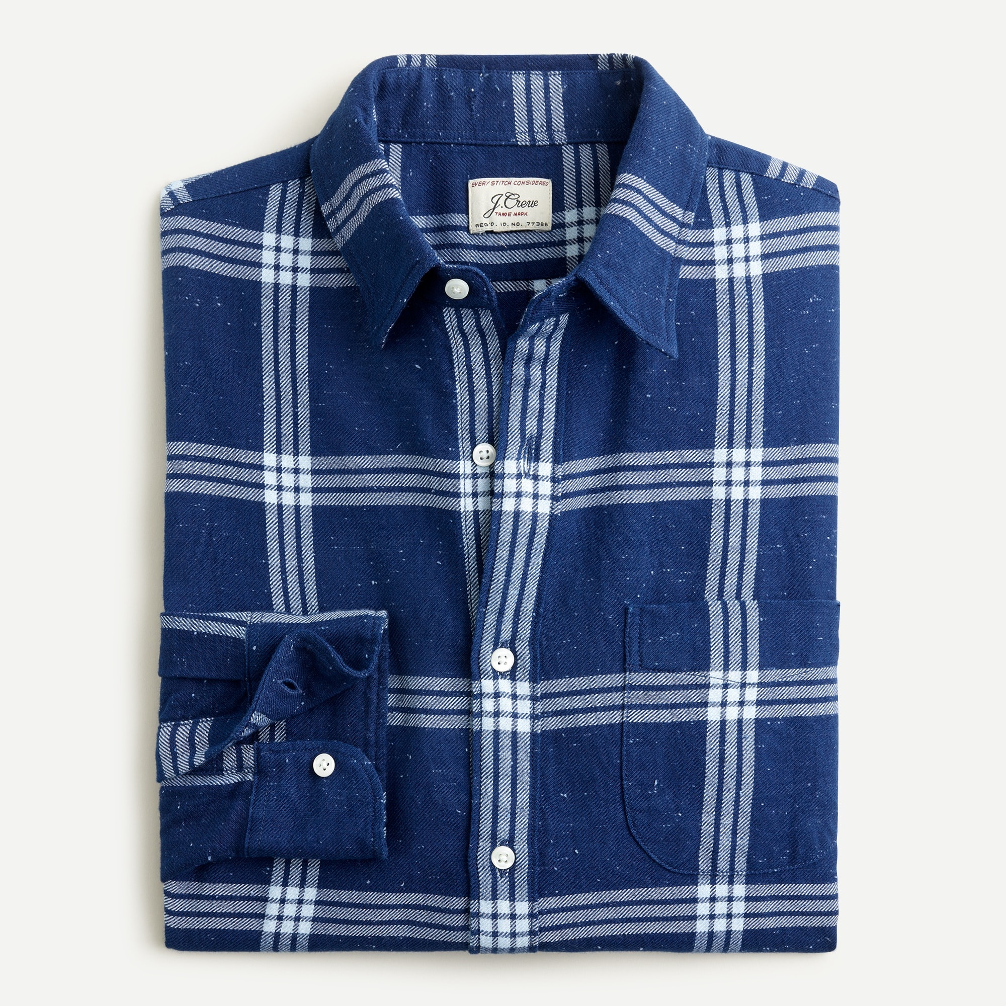 J.Crew: Slim Neppy Indigo Twill Shirt In Plaid For Men