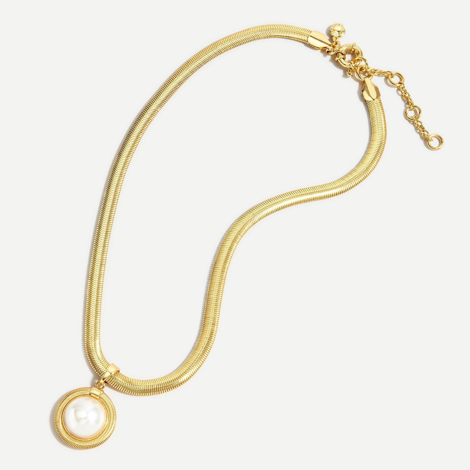 J.Crew: Snake Chain Necklace With Pearl Pendant For Women