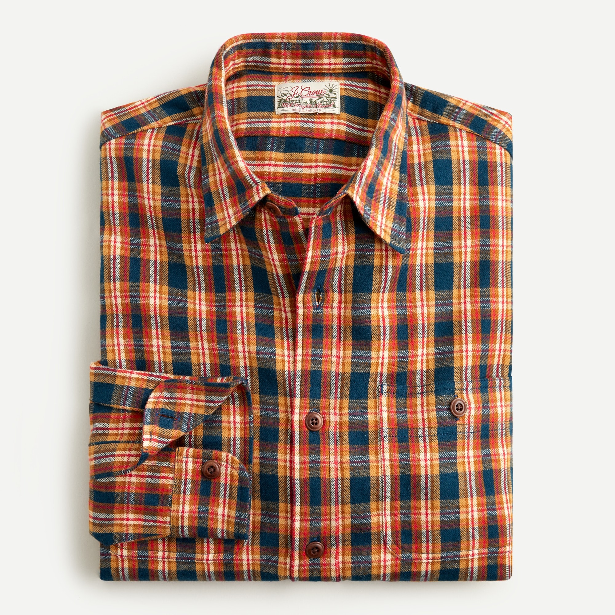 J.Crew: Midweight Flannel Workshirt In Plaid For Men