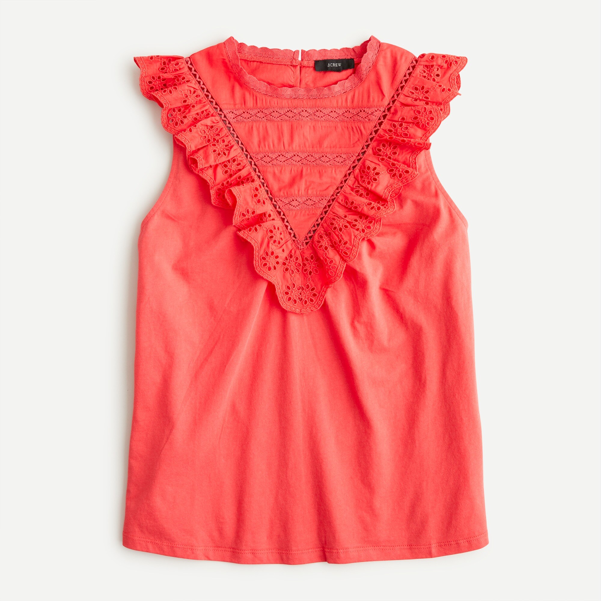 J.Crew: Eyelet Ruffle-front Tank For Women
