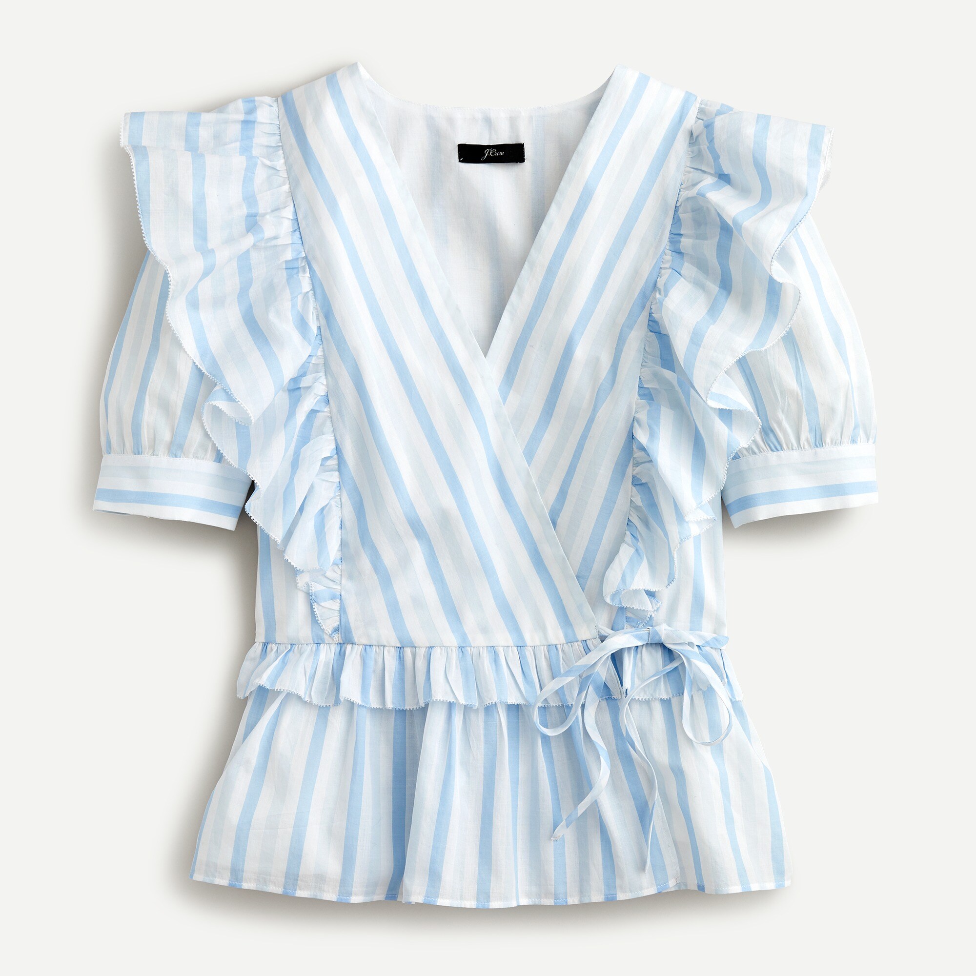 Ruffle Wrap Top In Stripe For Women | J.Crew