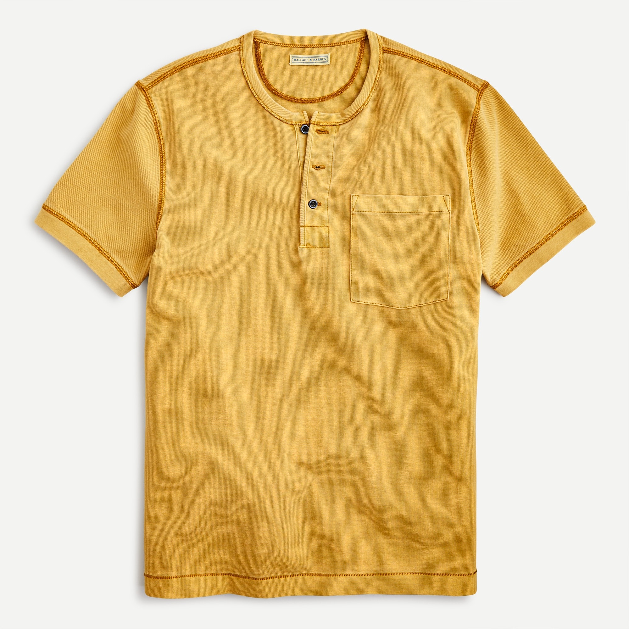 J.Crew: Wallace & Barnes Short-sleeve Garment-dyed Waffle Henley For Men