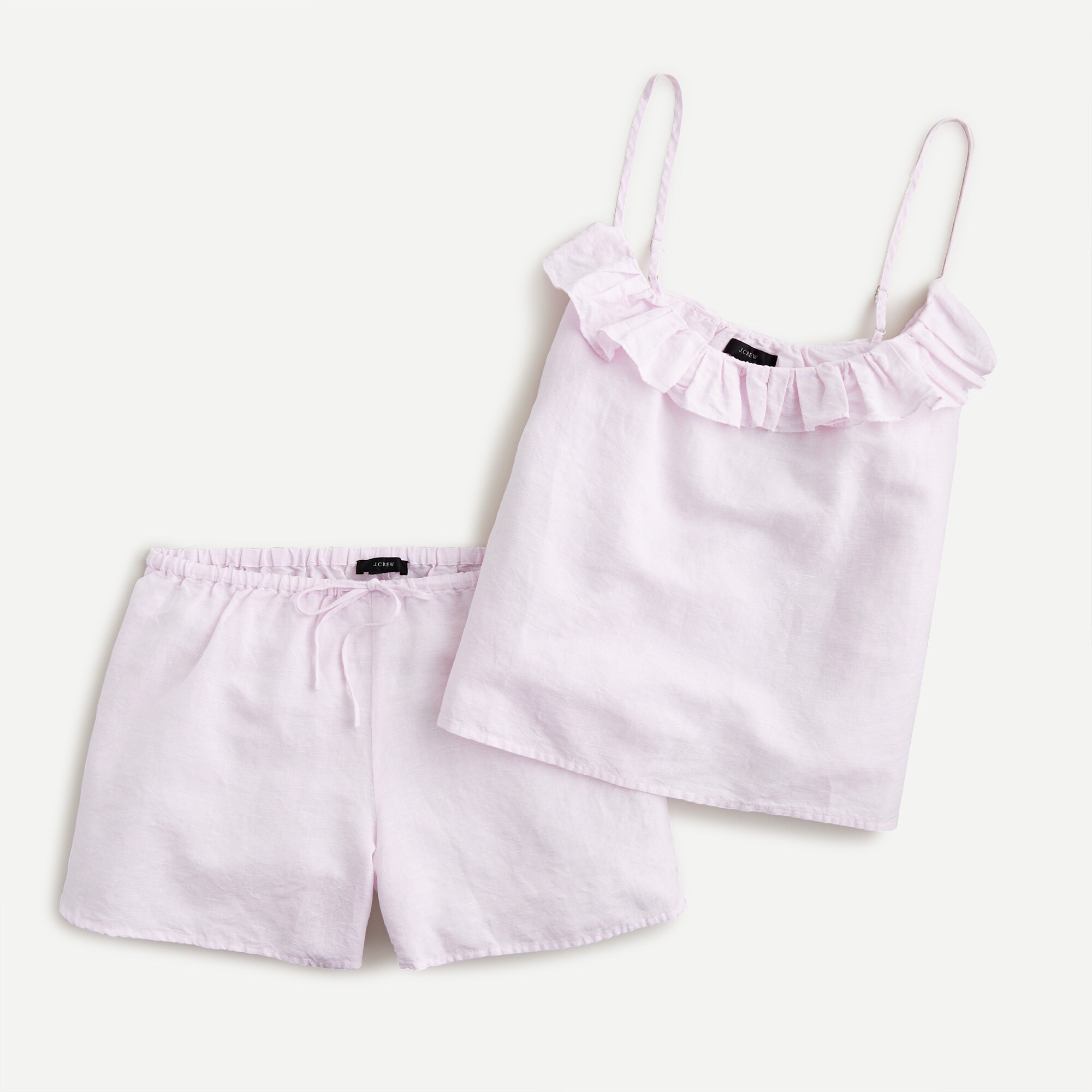 J.Crew: Cotton-linen Tank Ruffle Pajama Set For Women