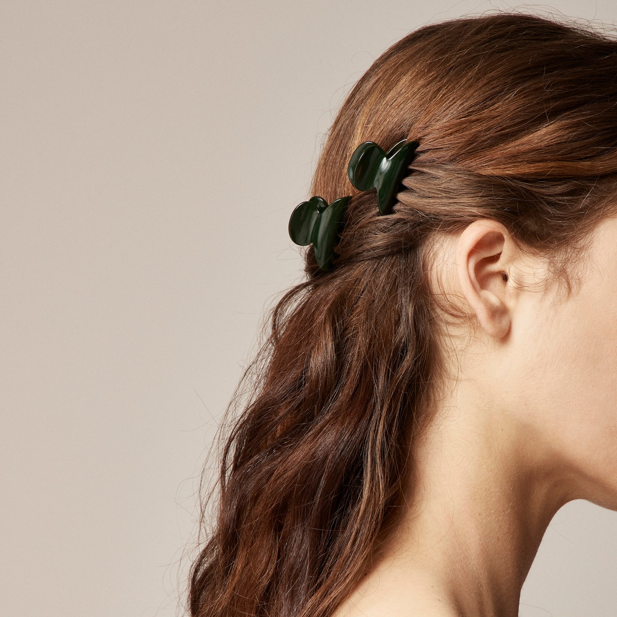 J.Crew: Mini Hair Clips Two-pack In Mixed Italian Tortoise For Women