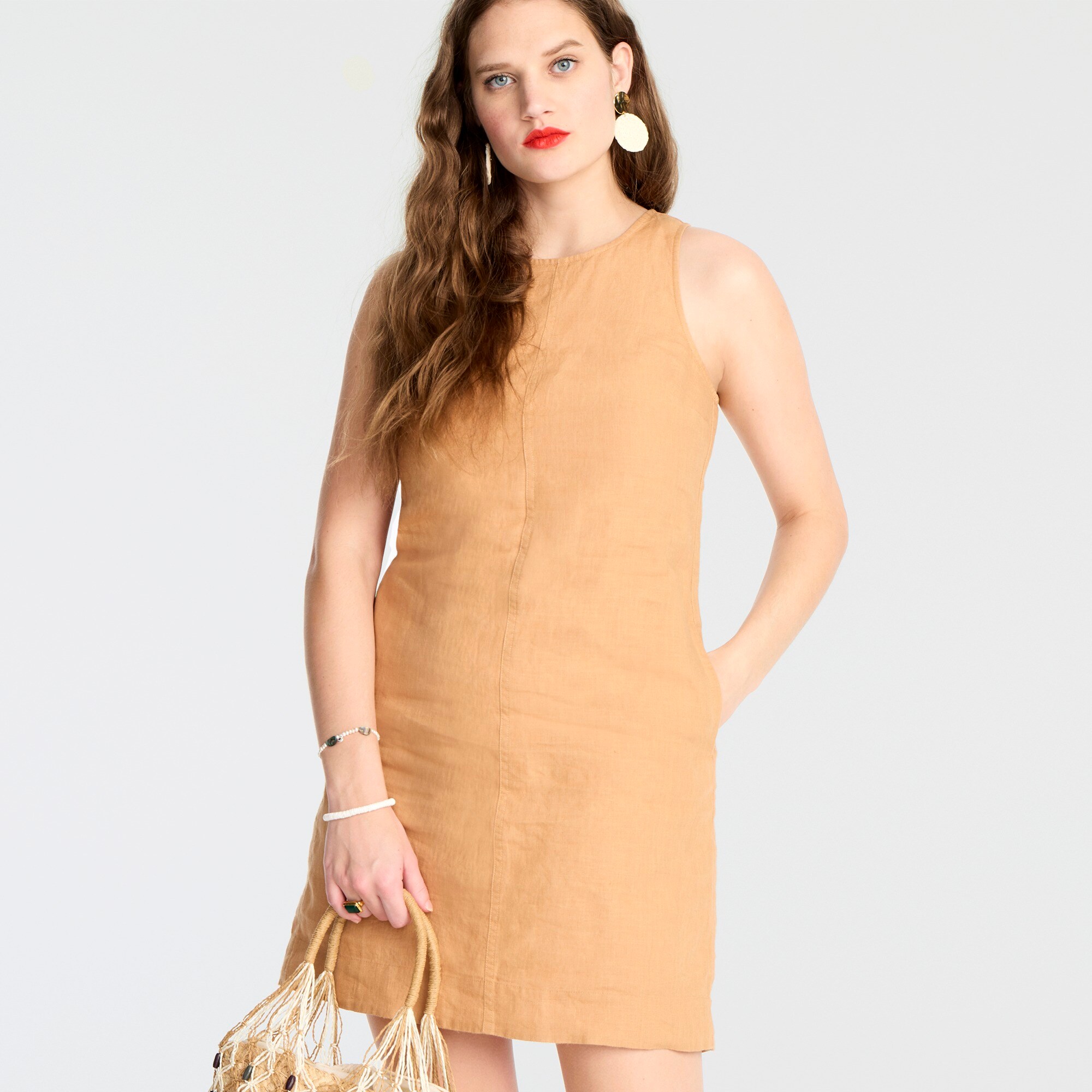 J.Crew: Button-back Linen Shift Dress For Women