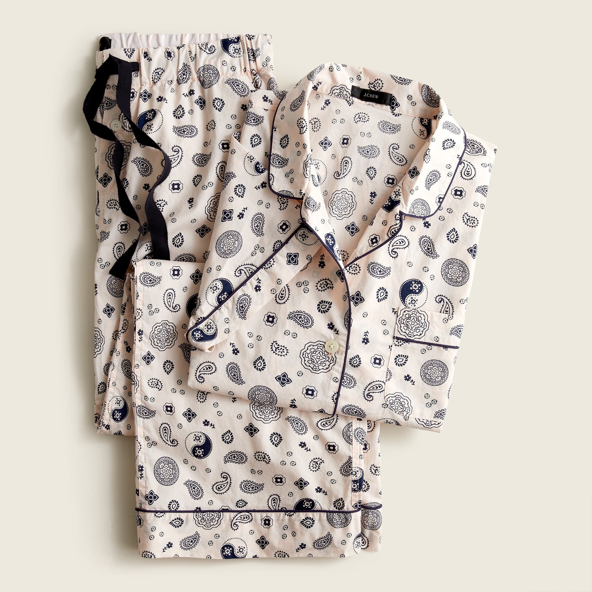 J.Crew: Cotton Poplin Short-sleeve Cropped Pajama Set In Bandana ...