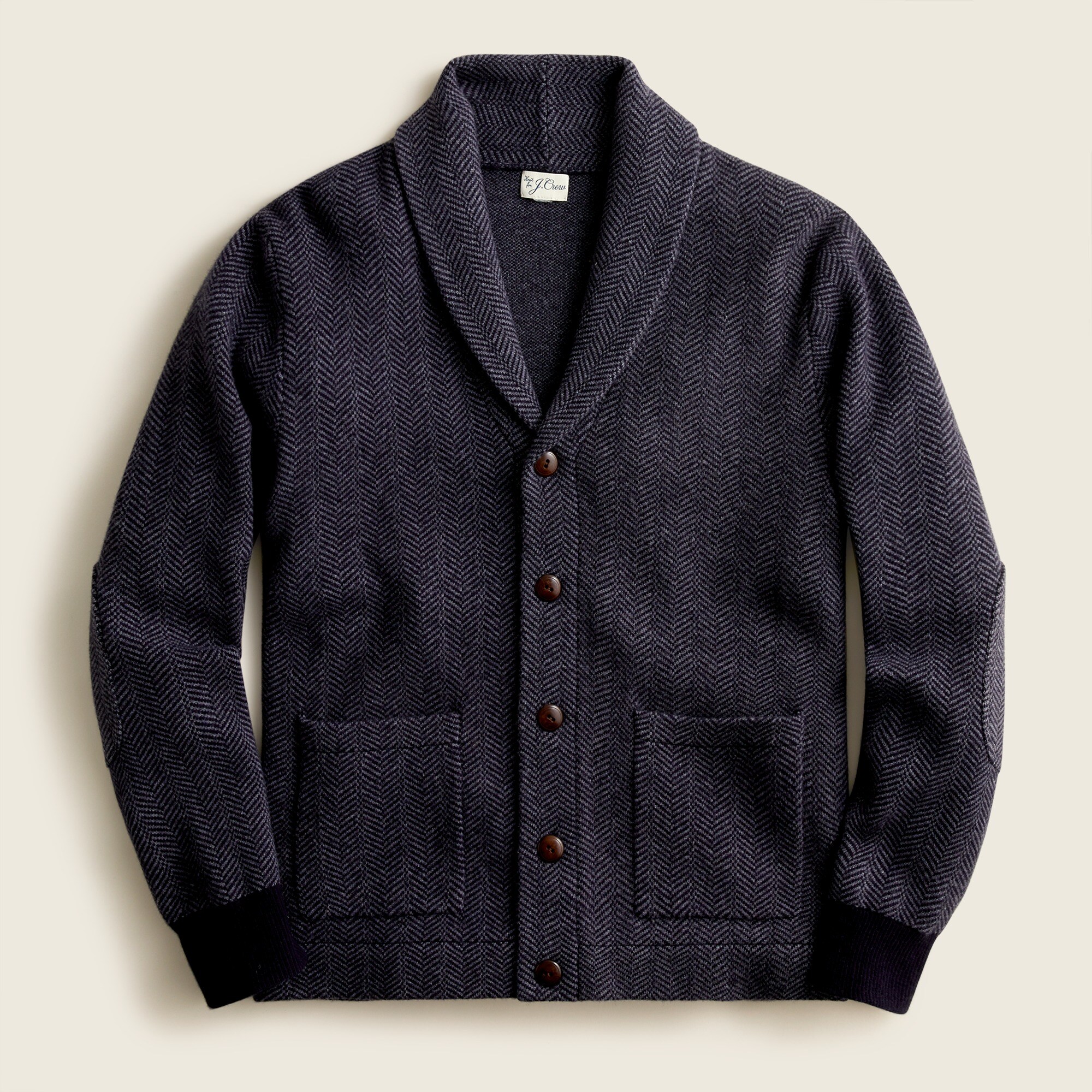 Wool-blend Shawl Cardigan Sweater In Herringbone Jacquard For Men | J.Crew