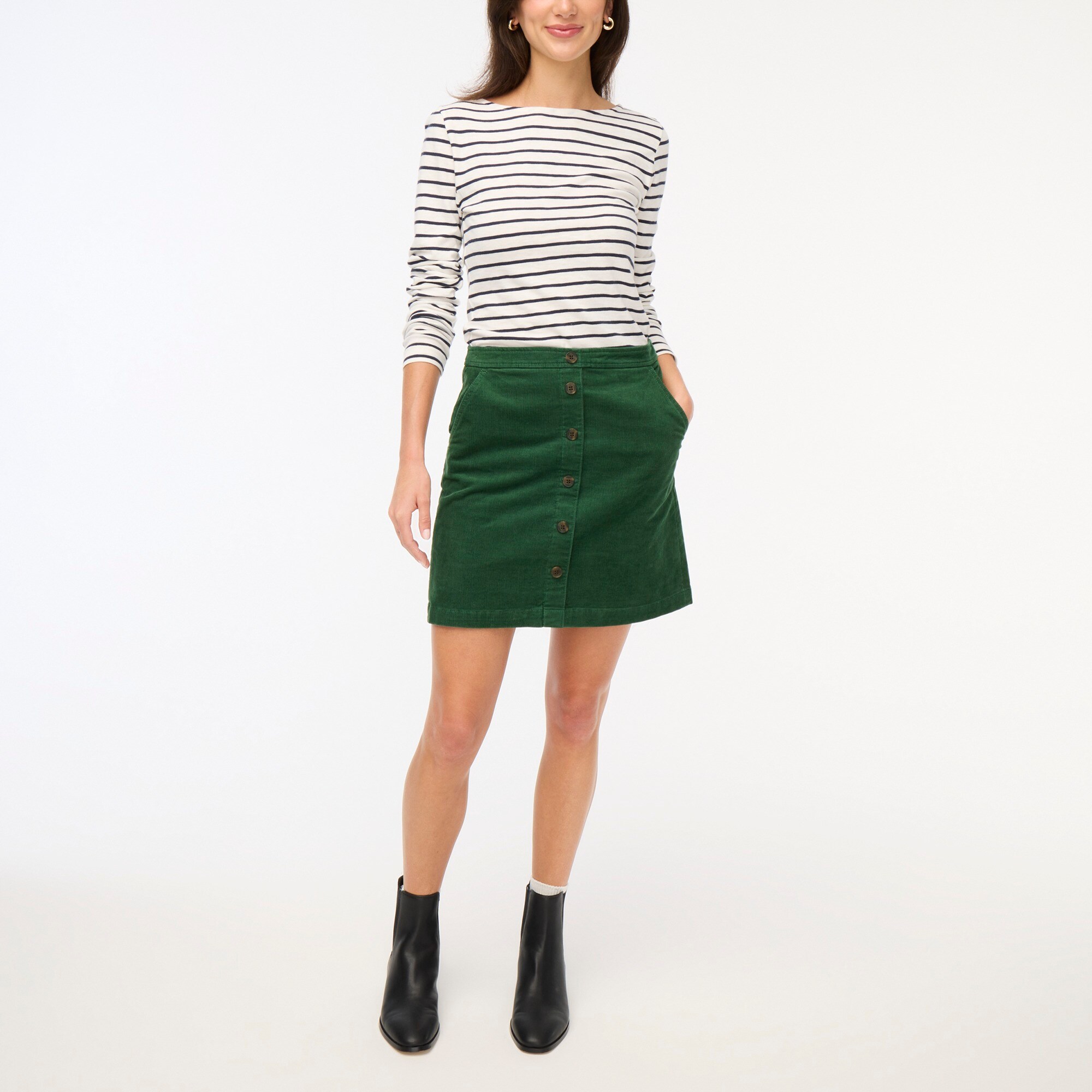 Factory: Corduroy Button-front Mini Skirt For Women