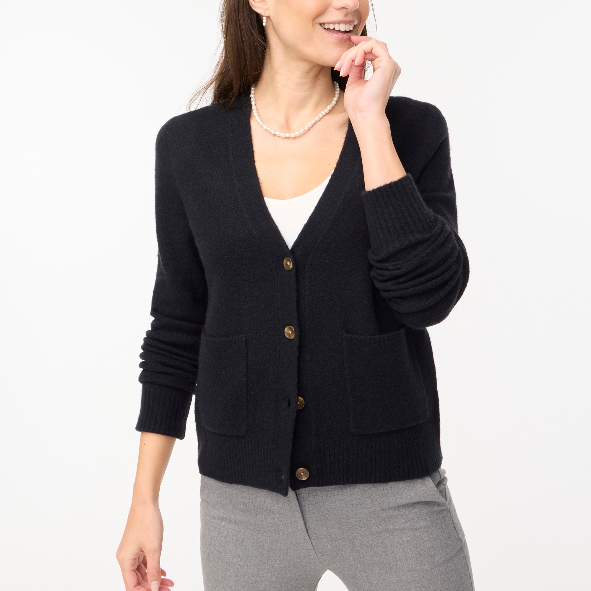 Factory: V-neck Cardigan Sweater In Extra-soft Yarn For Women