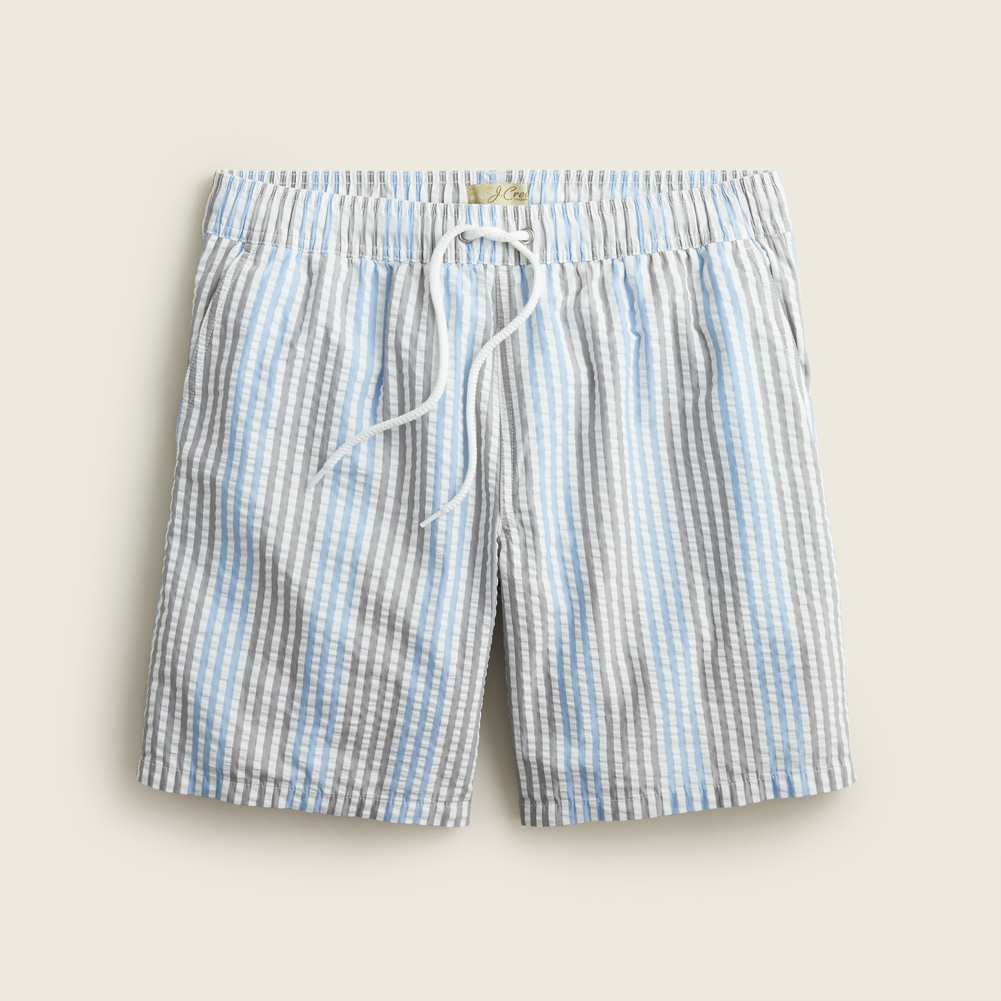 J.Crew: 8" Swim Trunk In Seersucker For Men