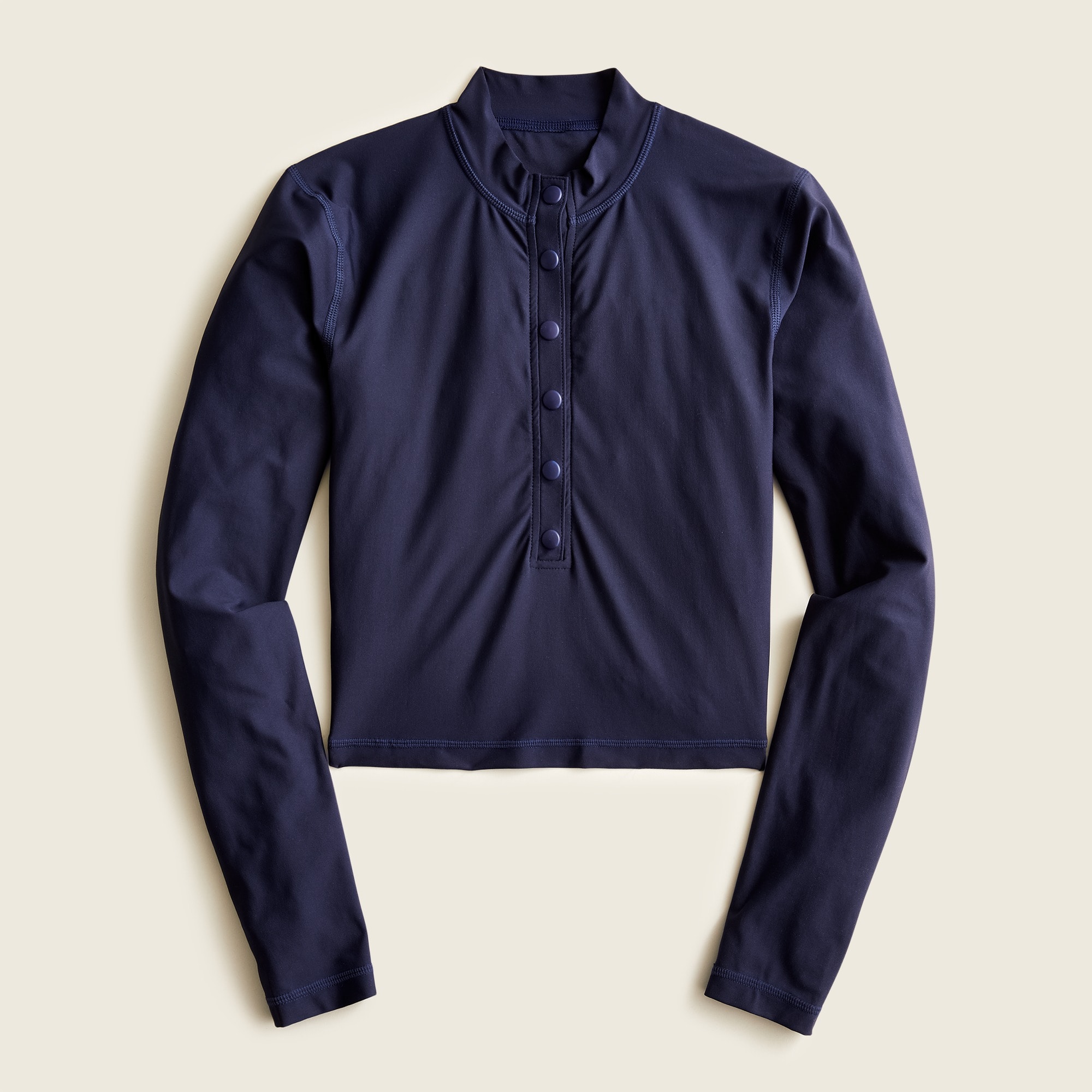 J.Crew: Long-sleeve Cropped Rash Guard With Snaps For Women