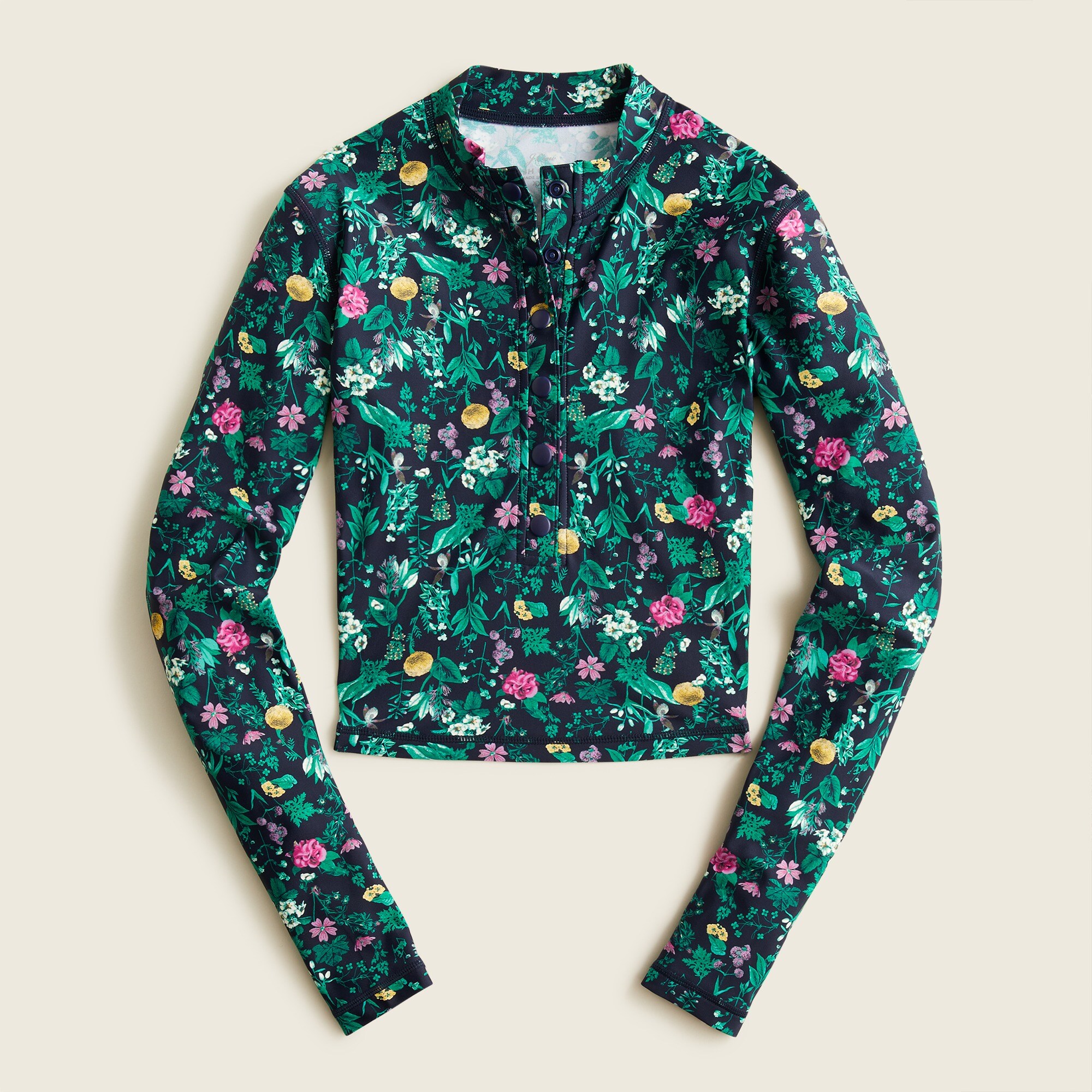 J.Crew: Cropped Rash Guard In Winter Garden Floral For Women