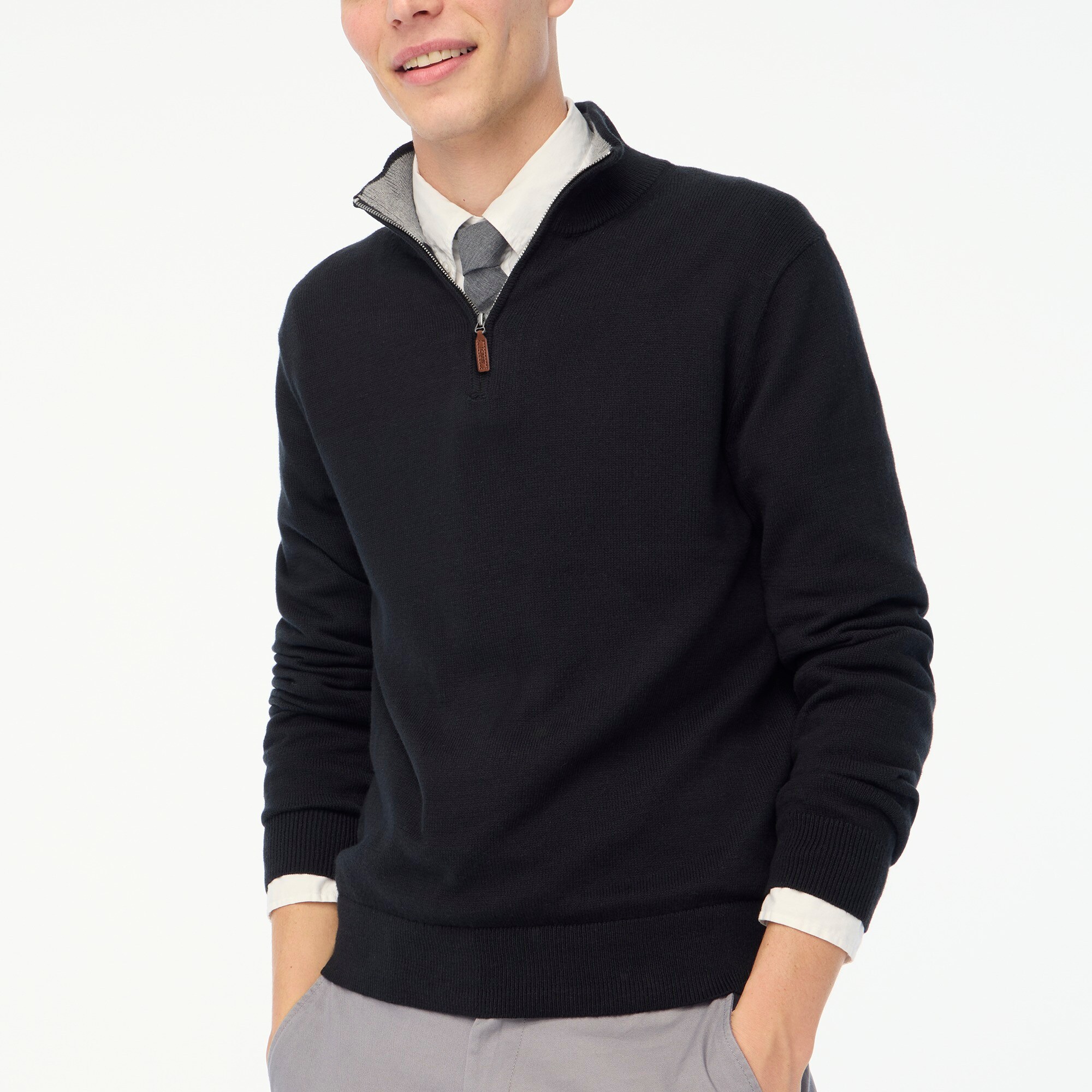 Factory: Cotton Half-zip Sweater For Men