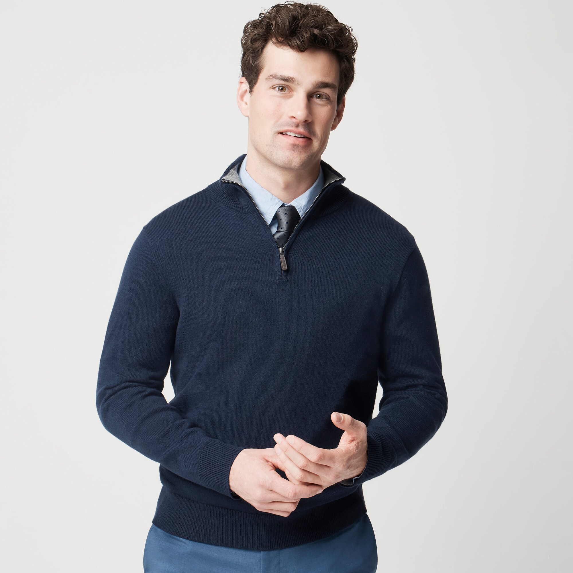 Factory: Cotton Half-zip Sweater For Men