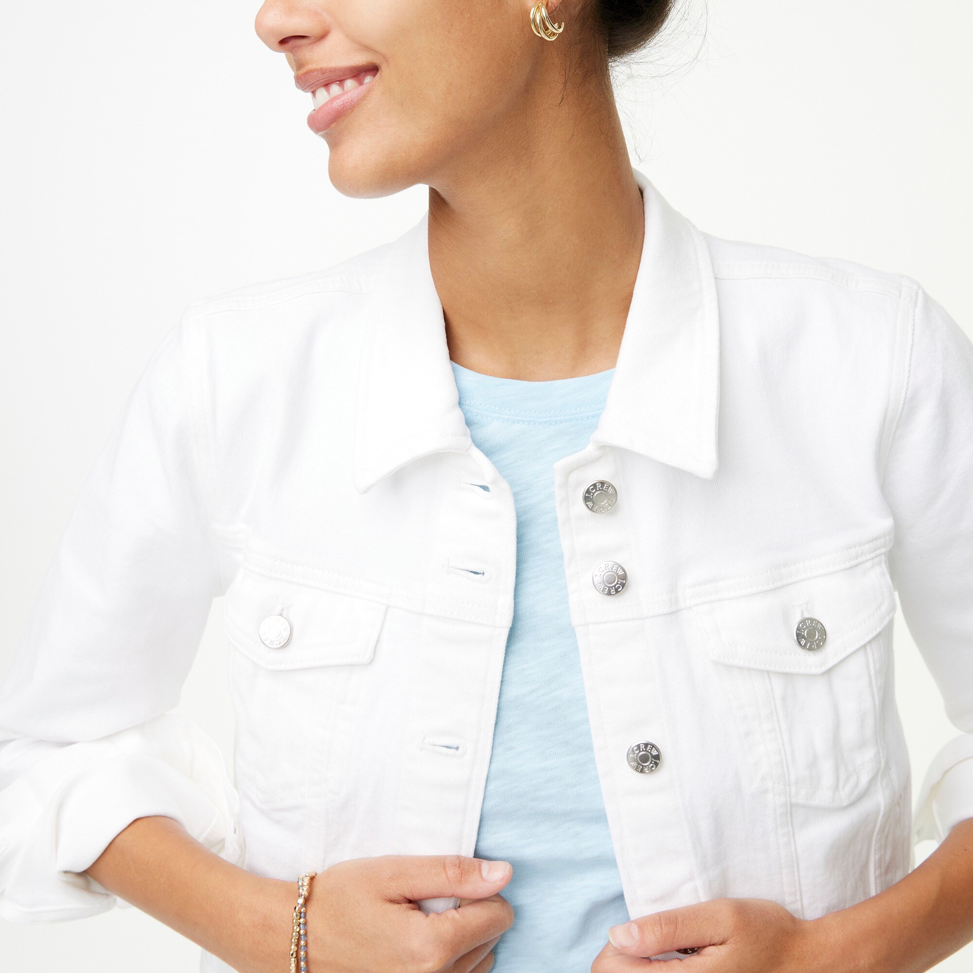Factory: Classic White Denim Jacket For Women
