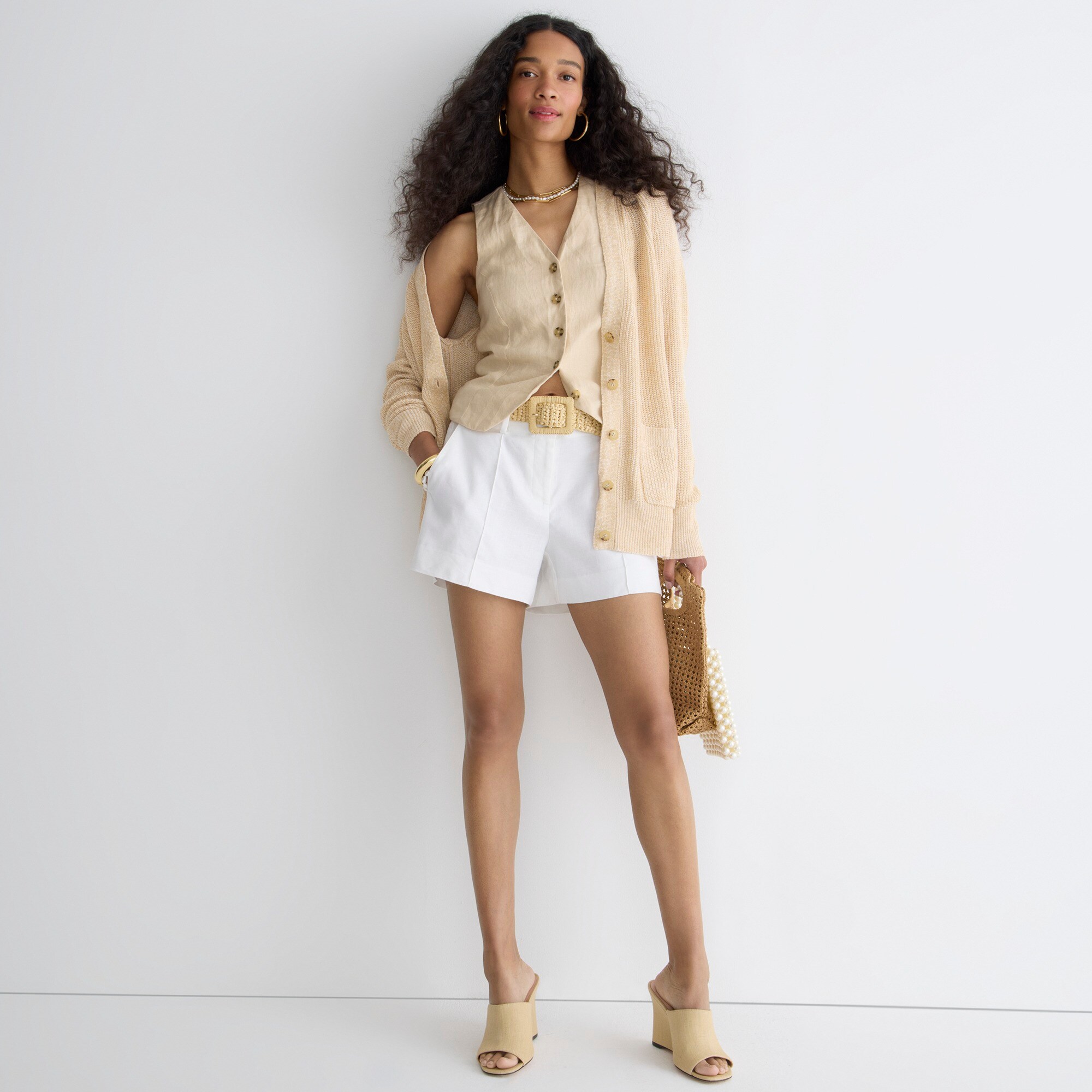 J.Crew: Relaxed Cotton-linen Blend Cardigan Sweater For Women