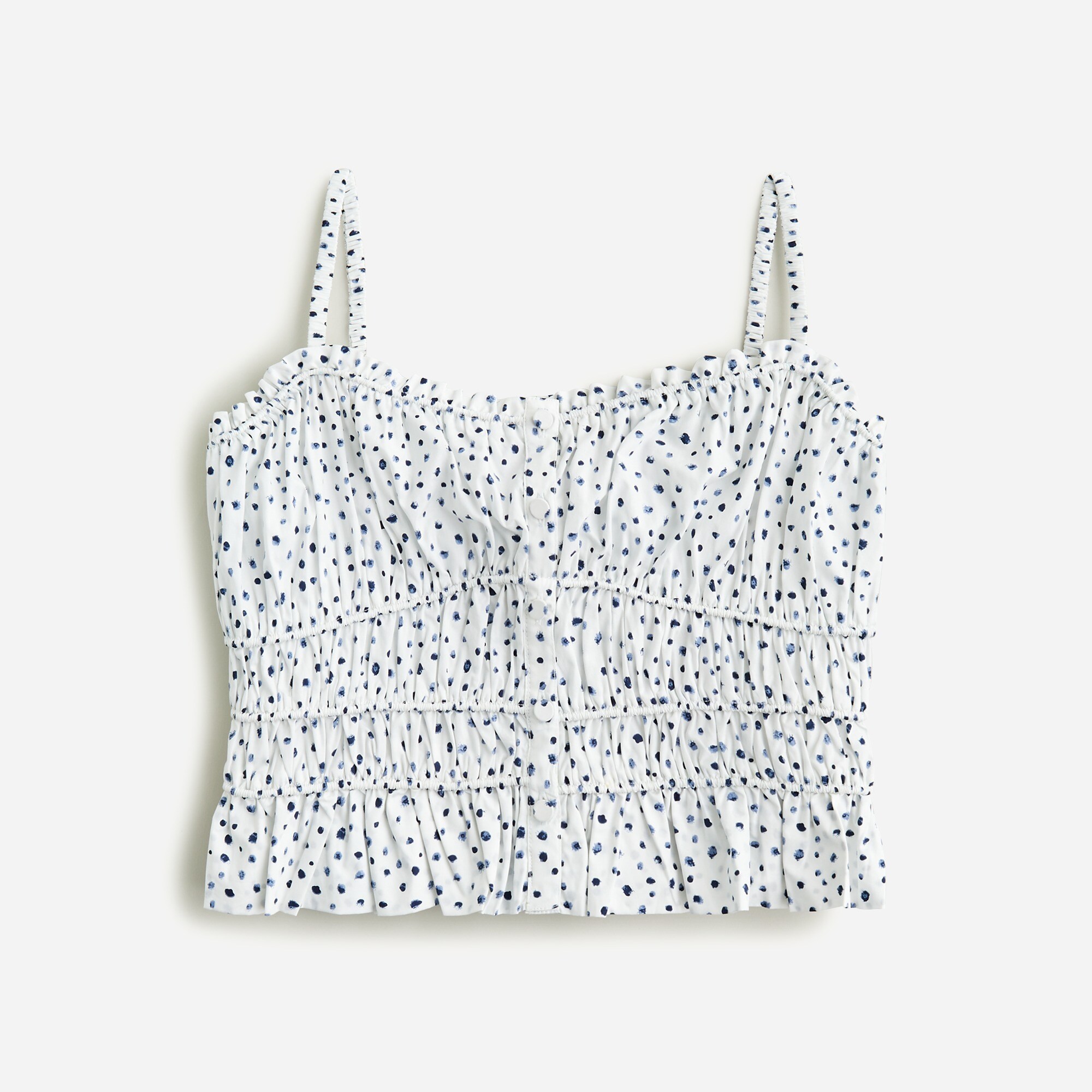 Cinched-waist Cotton Poplin Tank Top In Dot For Women | J.Crew