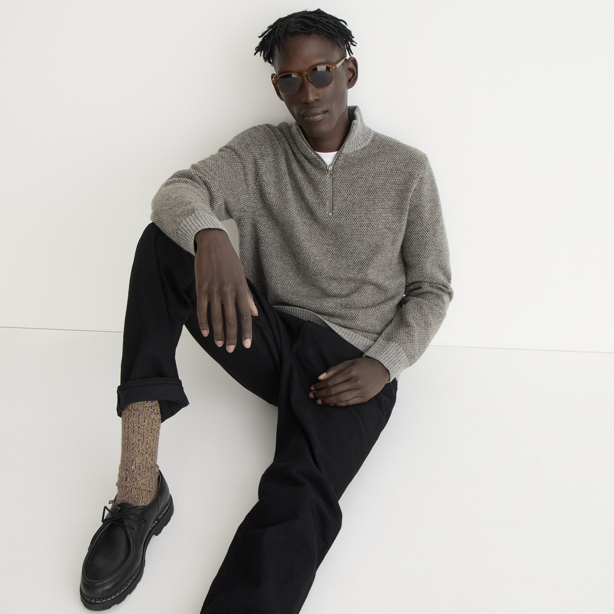 J.Crew: Rugged Merino Wool Bird's-eye Half-zip Sweater For Men