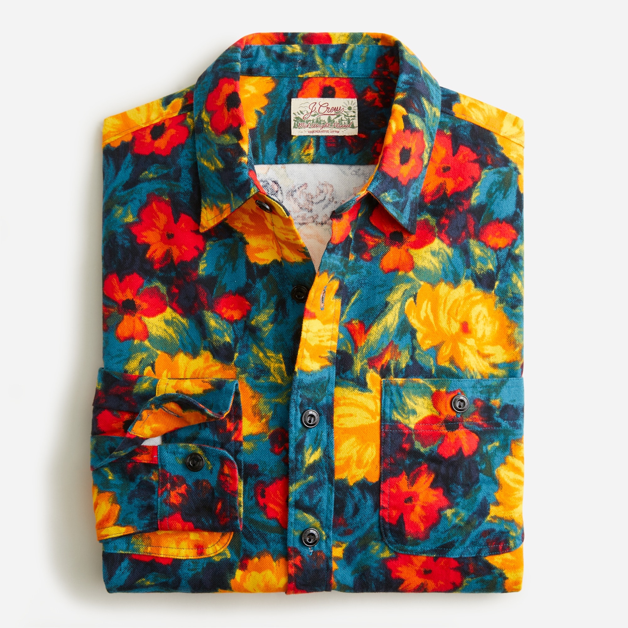 J.Crew: Midweight Flannel Workshirt In Regenerative Cotton For Men