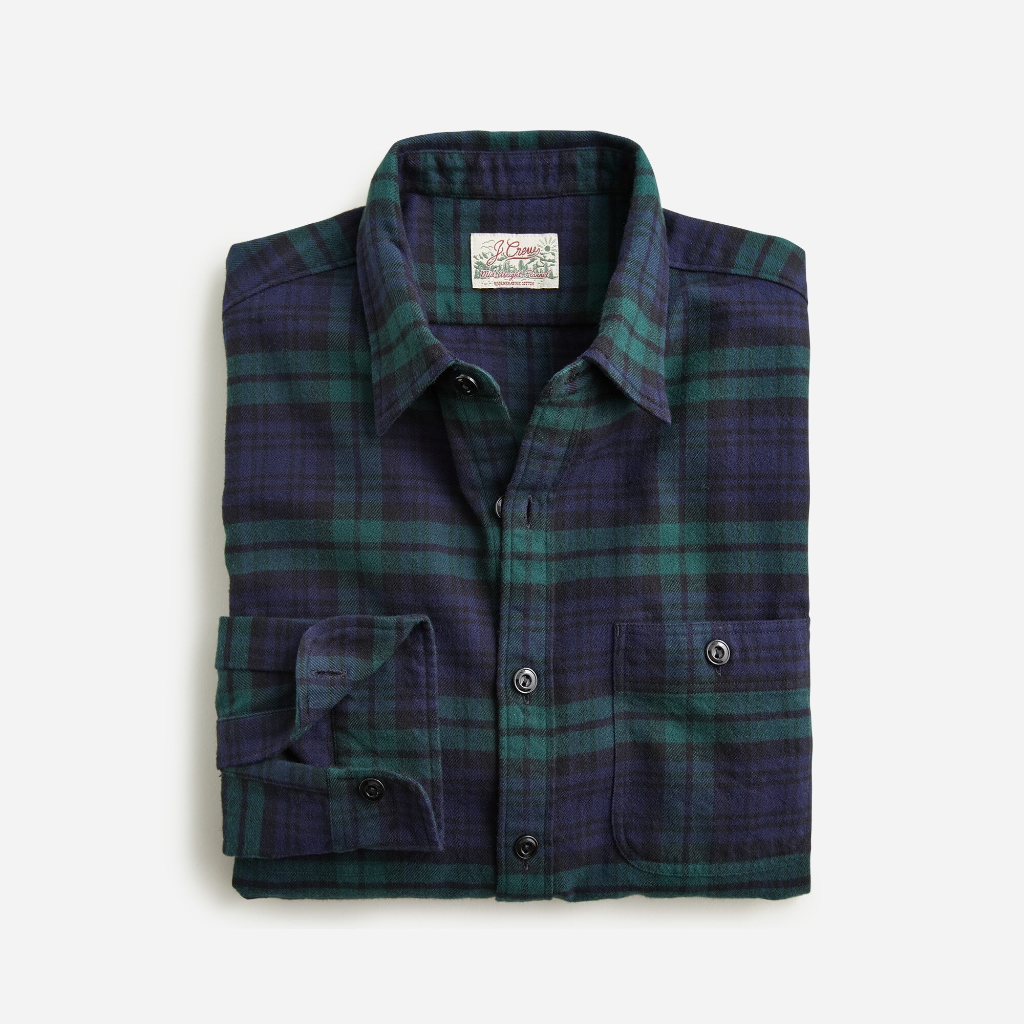 J.Crew: Midweight Flannel Workshirt In Regenerative Cotton For Men