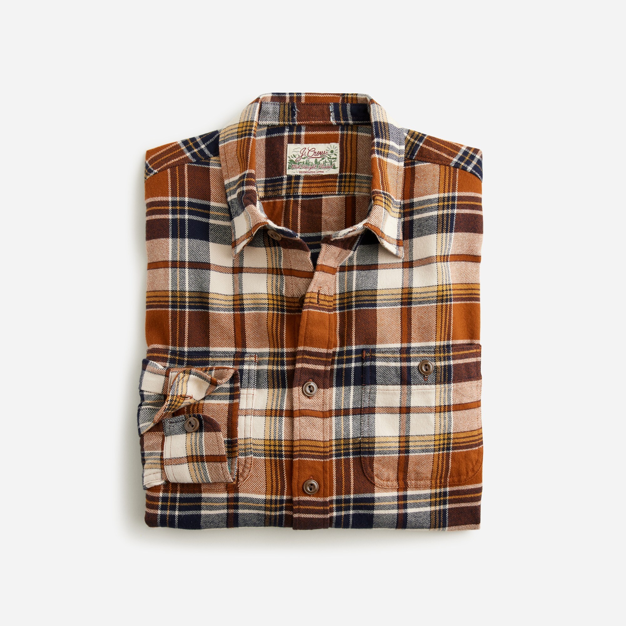 J.Crew: Midweight Flannel Workshirt In Regenerative Cotton For Men