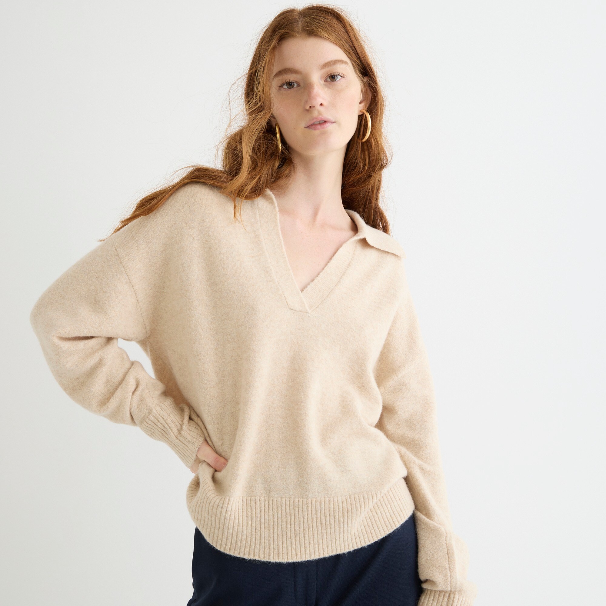 J Crew Collared V Neck Sweater In Supersoft Yarn For Women