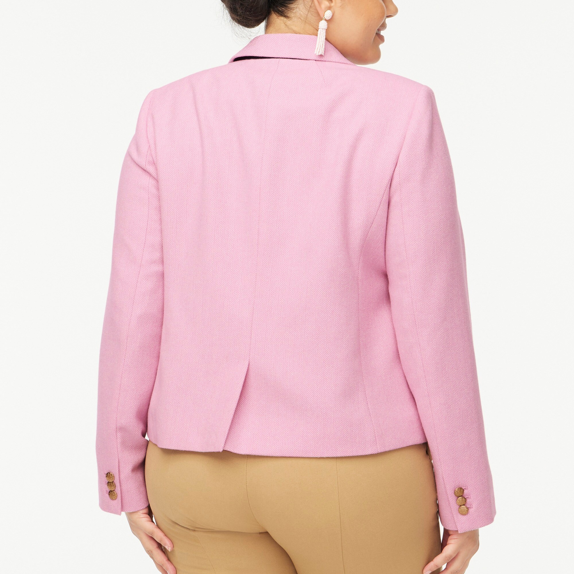 Factory: Herringbone Wool-blend Schoolboy Blazer For Women