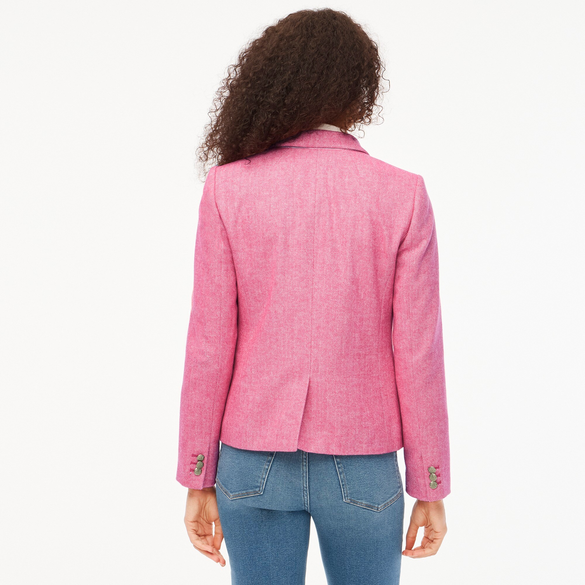 Factory: Herringbone Wool-blend Schoolboy Blazer For Women