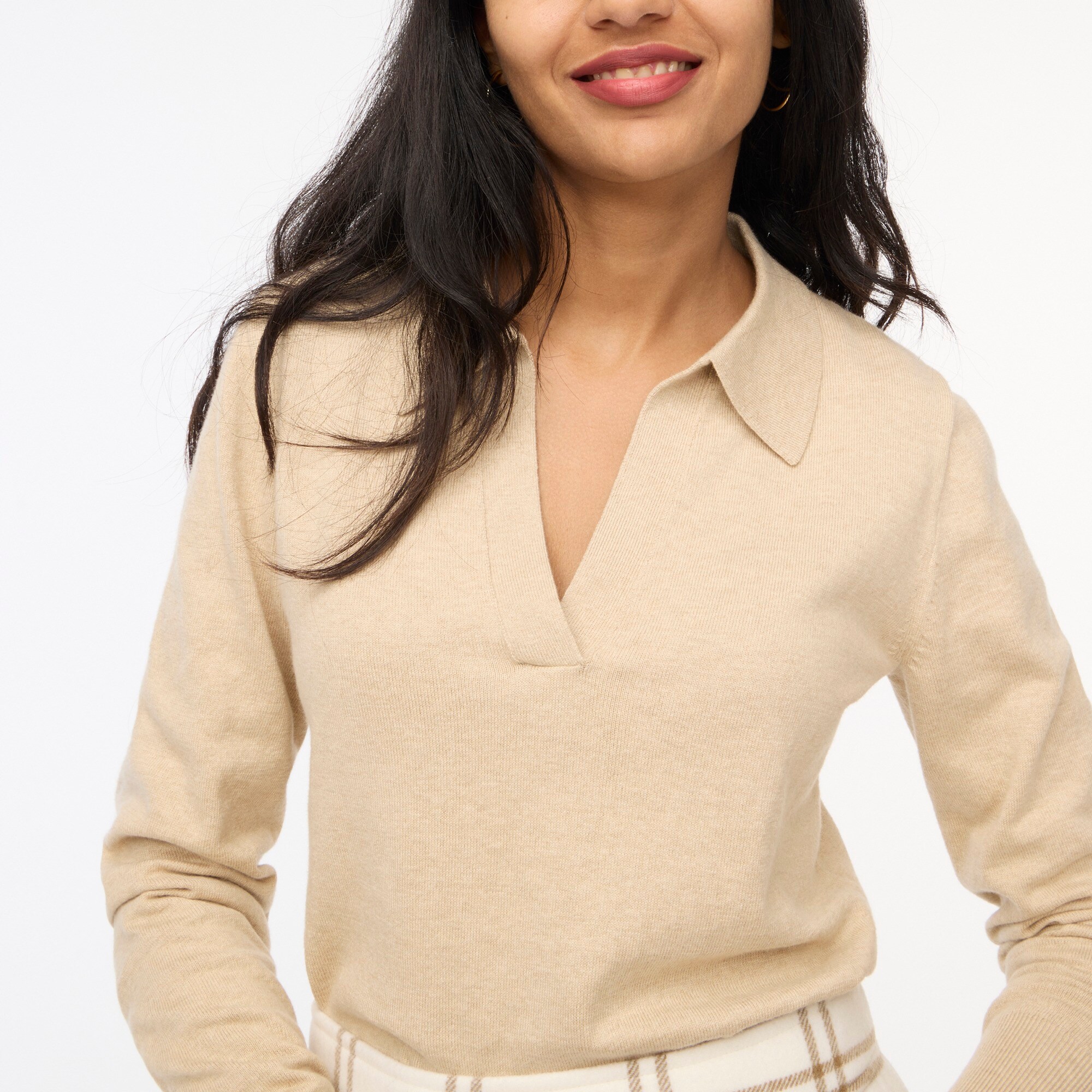 Factory: Cotton-blend Polo Sweater For Women