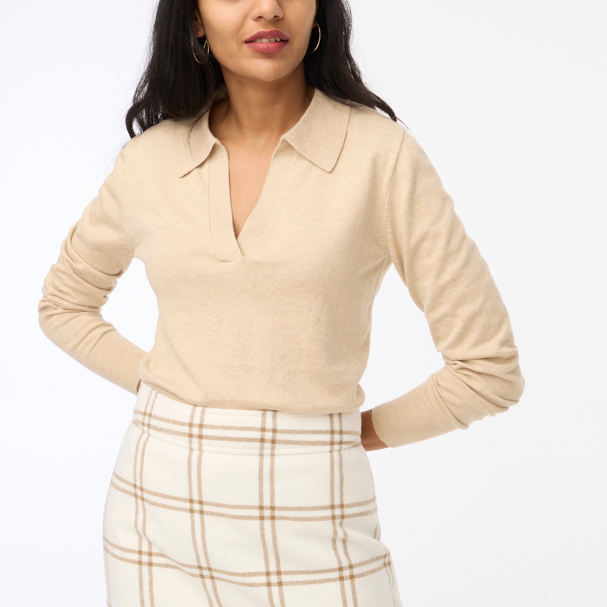 Factory: Cotton-blend Polo Sweater For Women