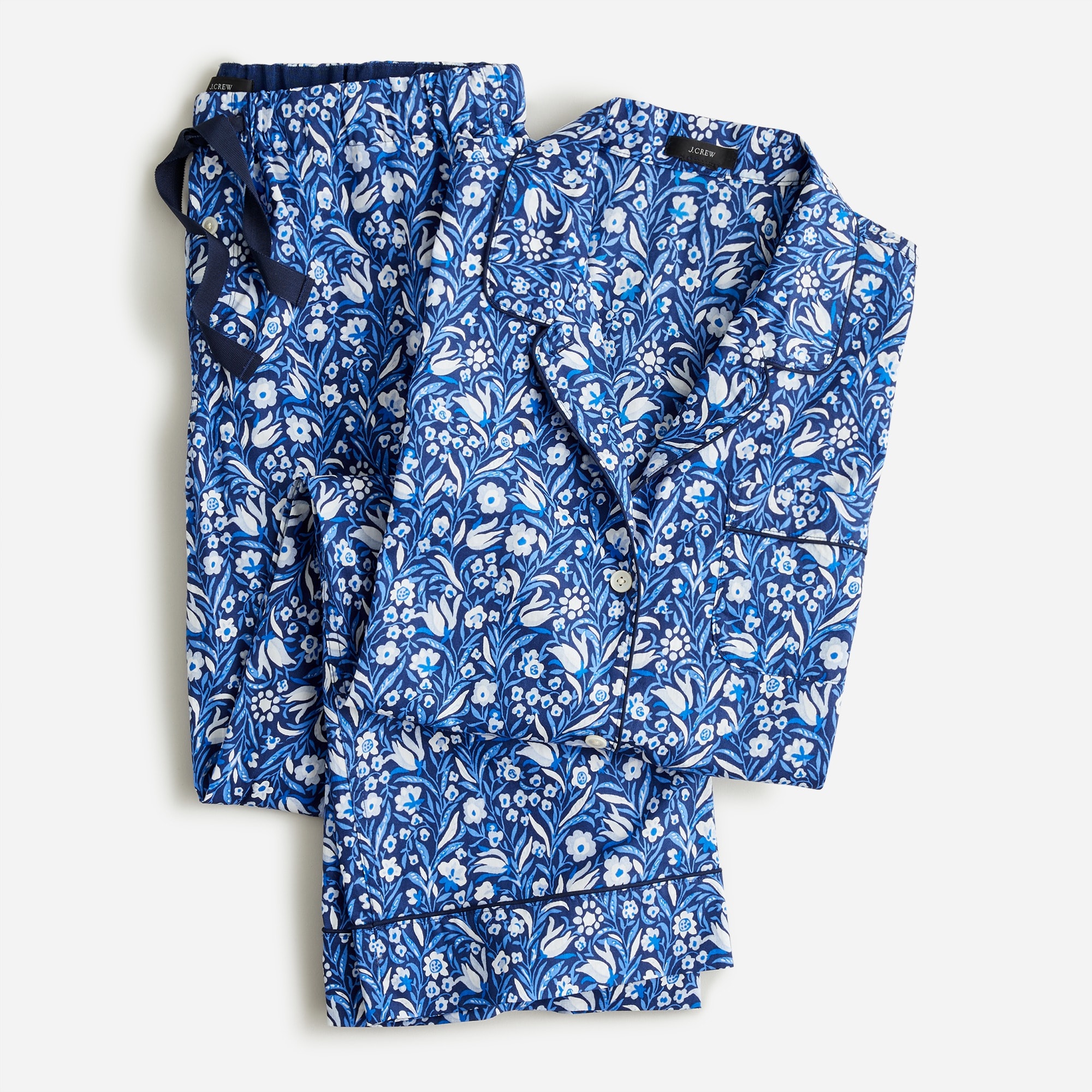 Long-sleeve Cotton Poplin Pajama Set In Floral Flourish For Women | J.Crew