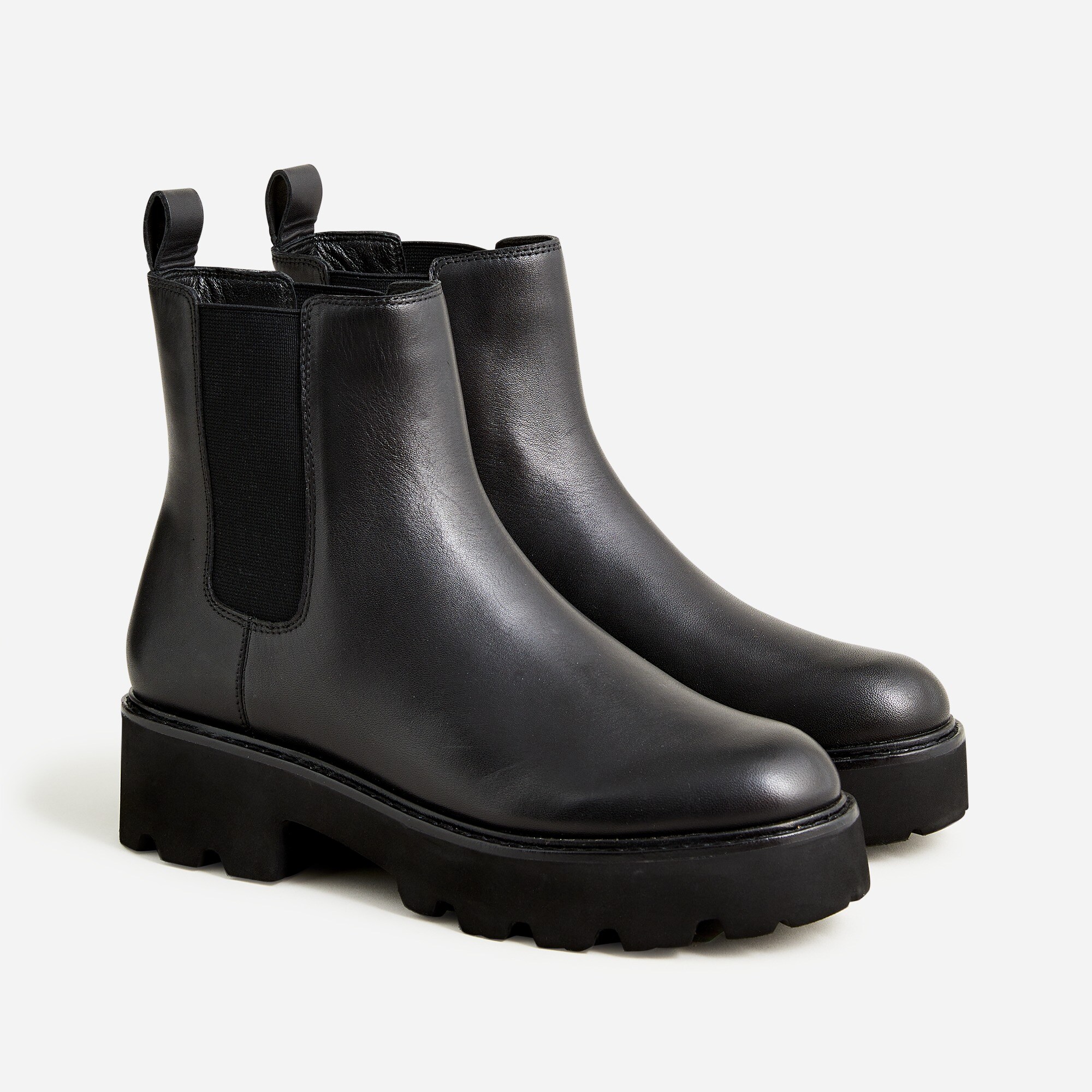 J.Crew: Lug-sole Chelsea Boots In Leather For Women