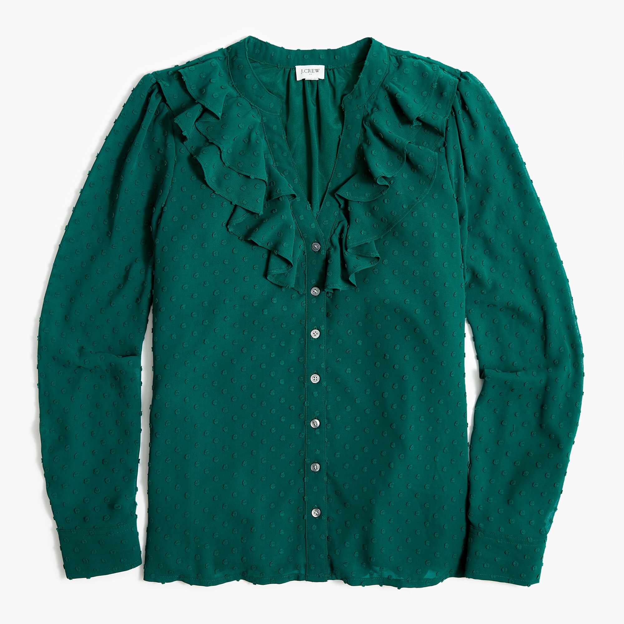 Factory: Clip-dot Ruffle Button-up Shirt For Women