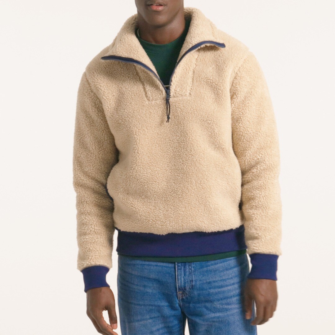 J.Crew: Nordic Sherpa Fleece Half-zip Pullover For Men