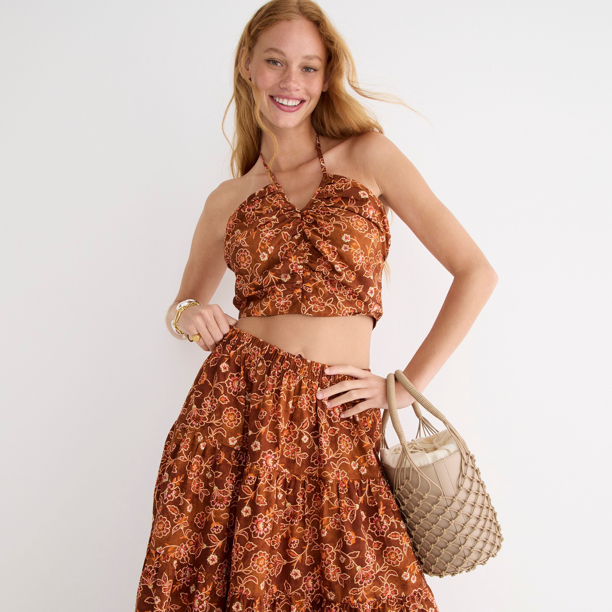J.Crew: V-neck Halter Top In Vintage Vines For Women