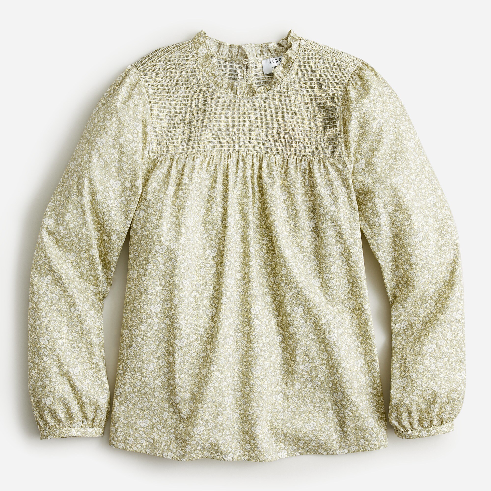 J.Crew: Smocked Button-back Top In Liberty® Capel Floral Organic Cotton ...