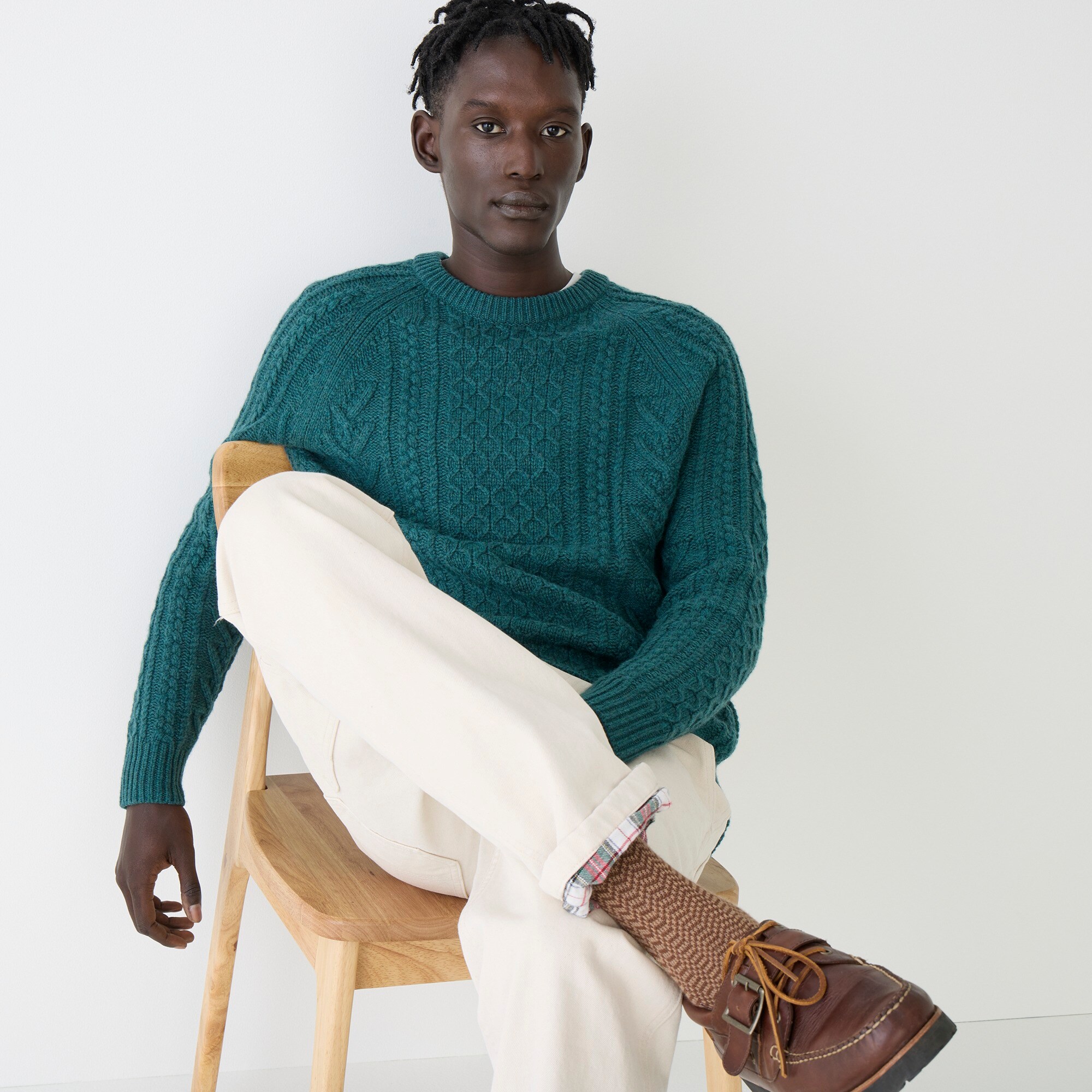 J.Crew: Rugged Merino Wool-blend Cable-knit Sweater For Men