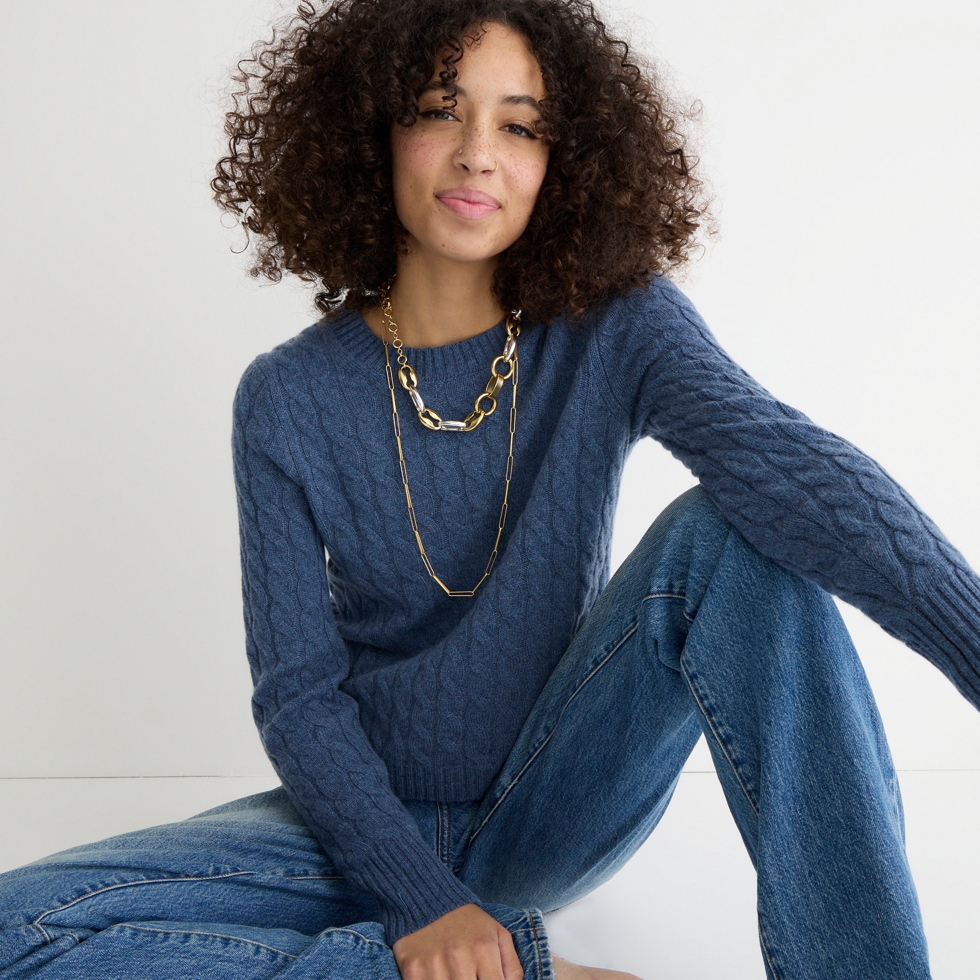 J.Crew: Cashmere Cable-knit Crewneck Sweater For Women