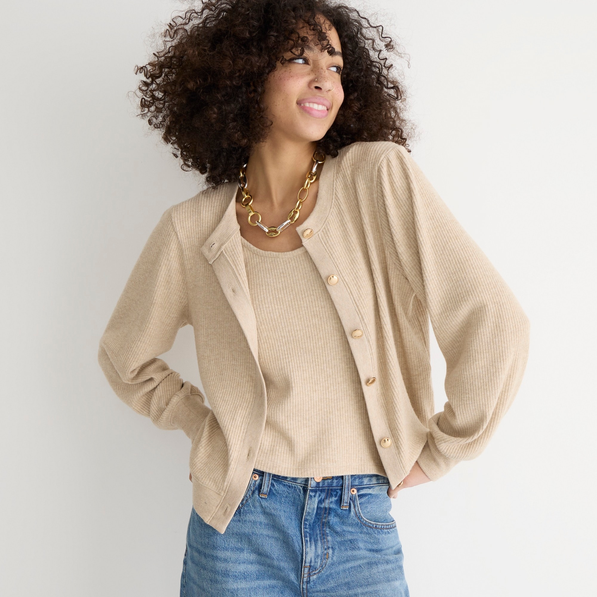 J.Crew: Brushed Rib Cardigan And Tank Set For Women