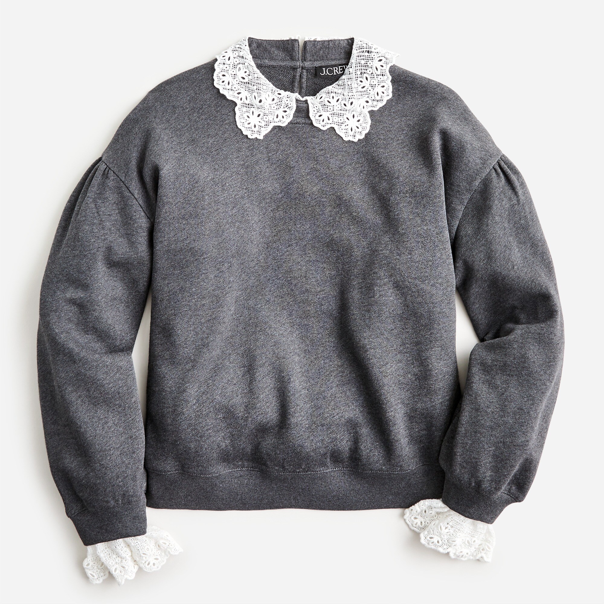 J.Crew: Lace-collar Crewneck Sweatshirt For Women