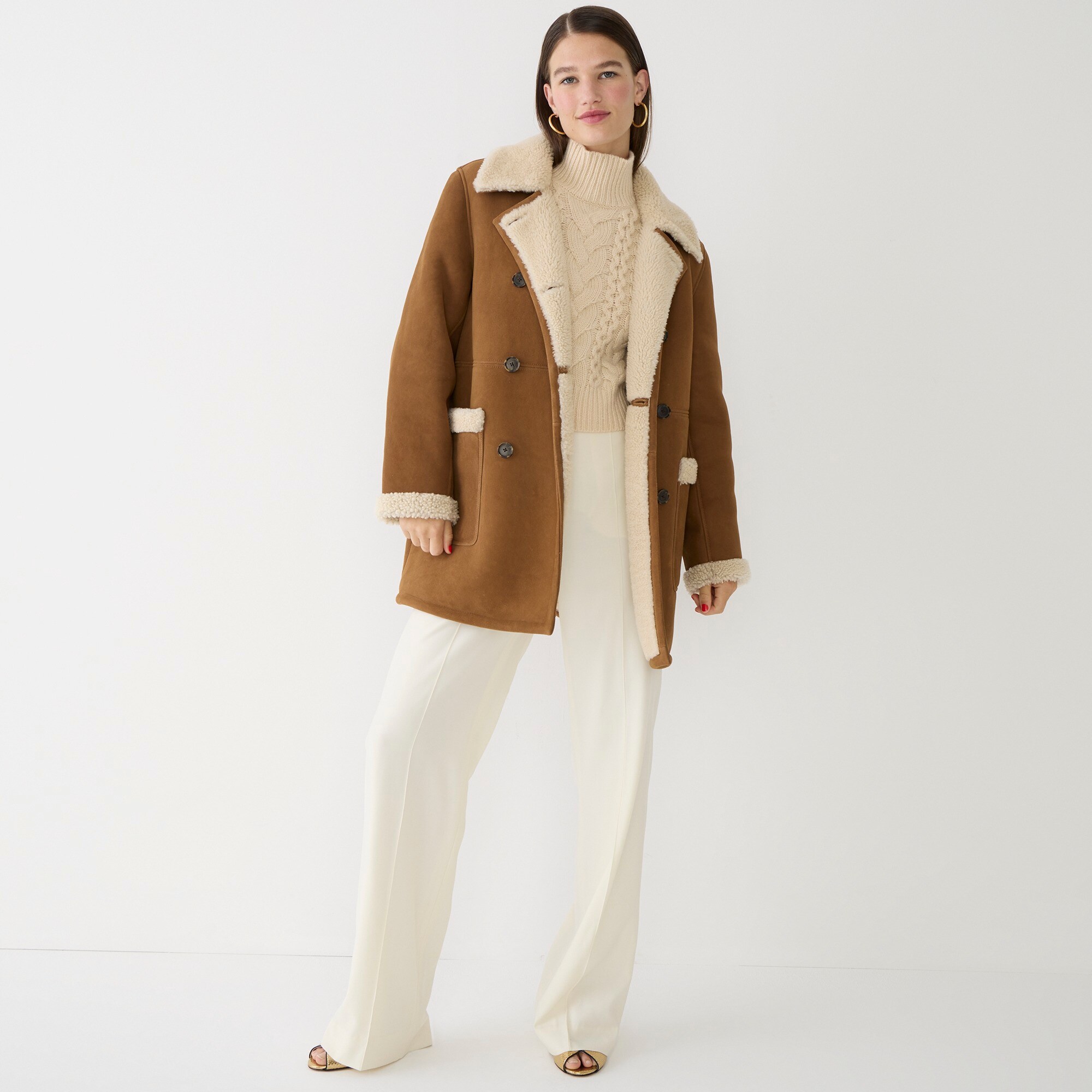 J.Crew: Collection Double-breasted Shearling Coat For Women