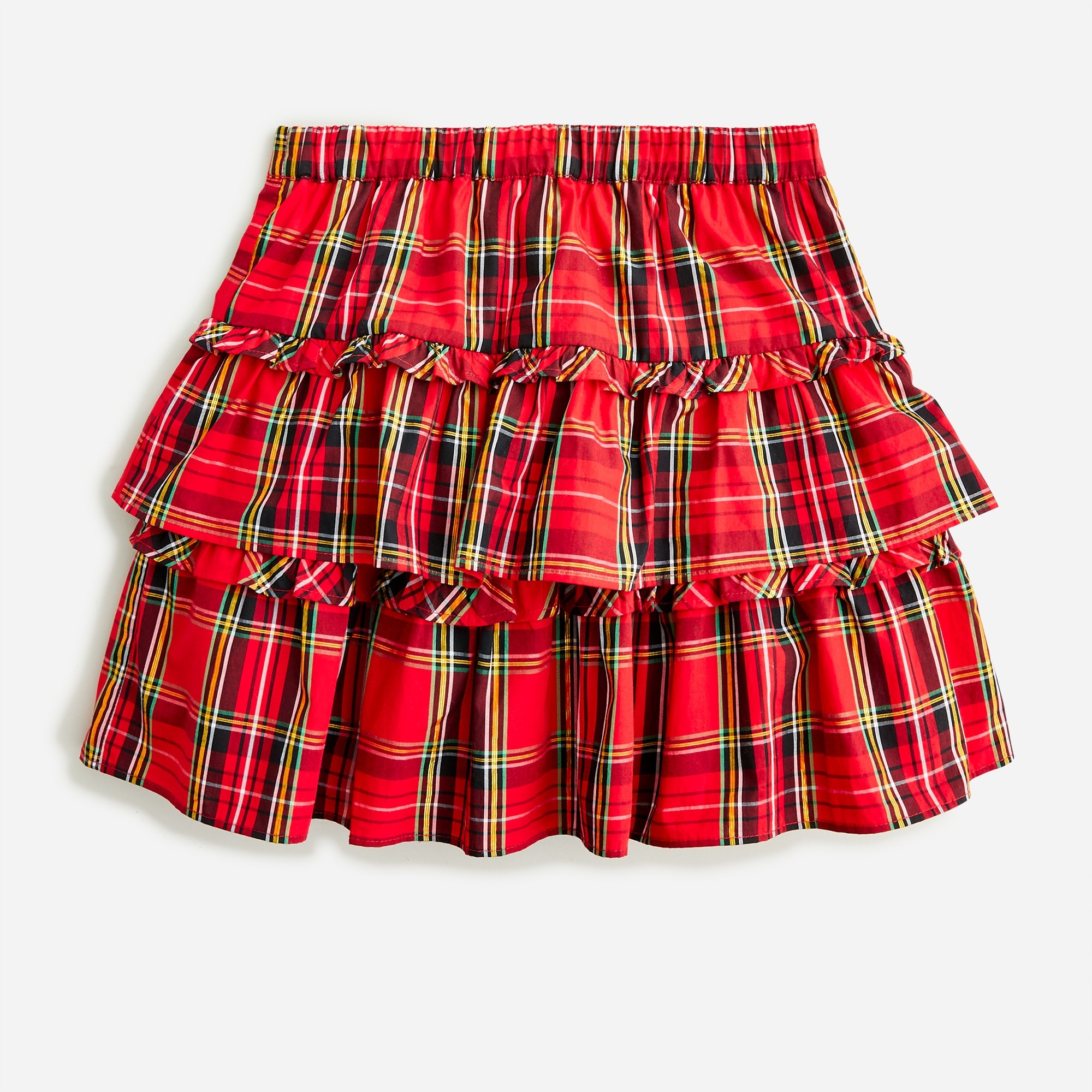 J.Crew: Girls' Tiered Ruffle Skirt In Good Tidings Plaid For Girls