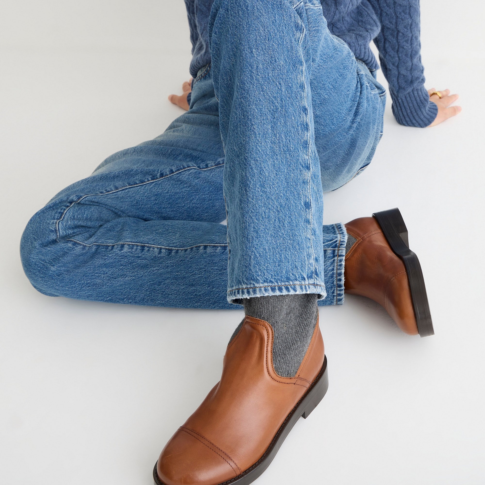 J.Crew: Rib-cuff Boots In Italian Leather For Women